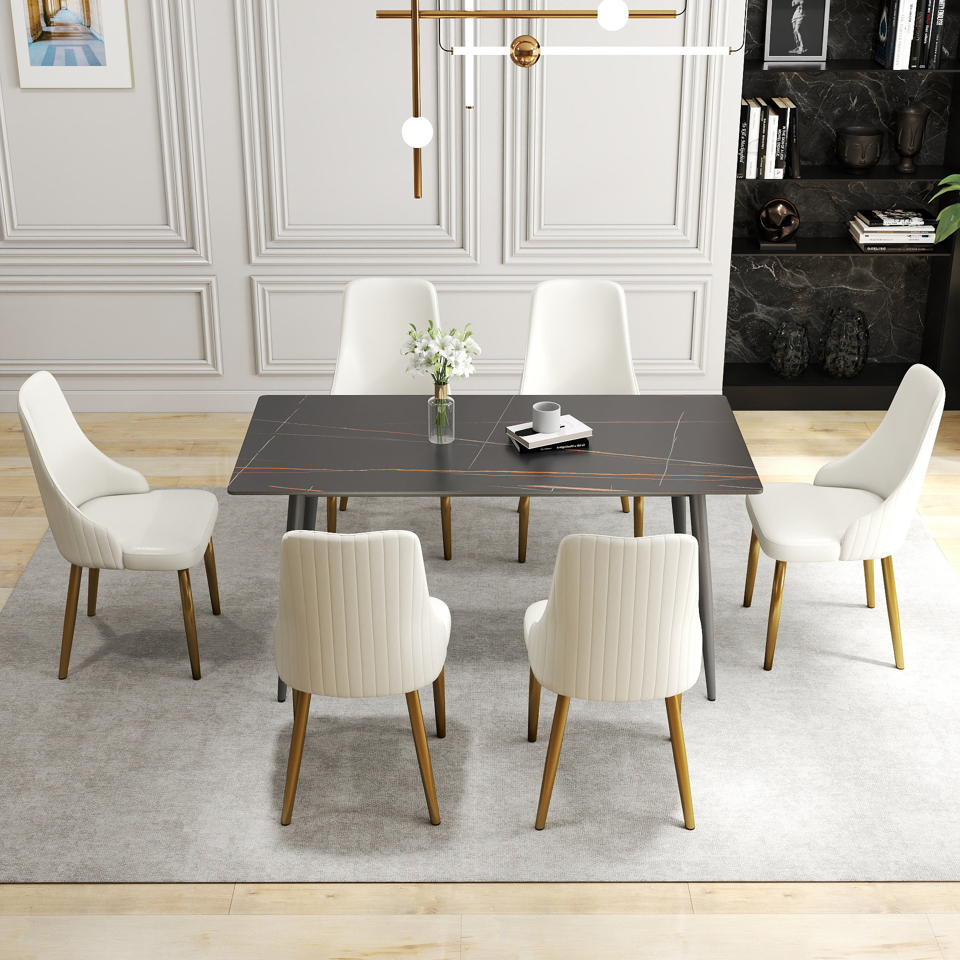 Wrought Studio™ Juvan 7-Piece Modern Rectangular Dining Table Set With ...