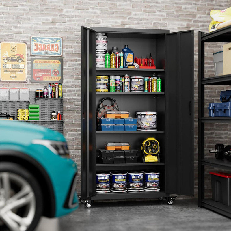 WFX Utility™ Steel Garage Storage Cabinet with Wheels & 2 Doors and 4 ...