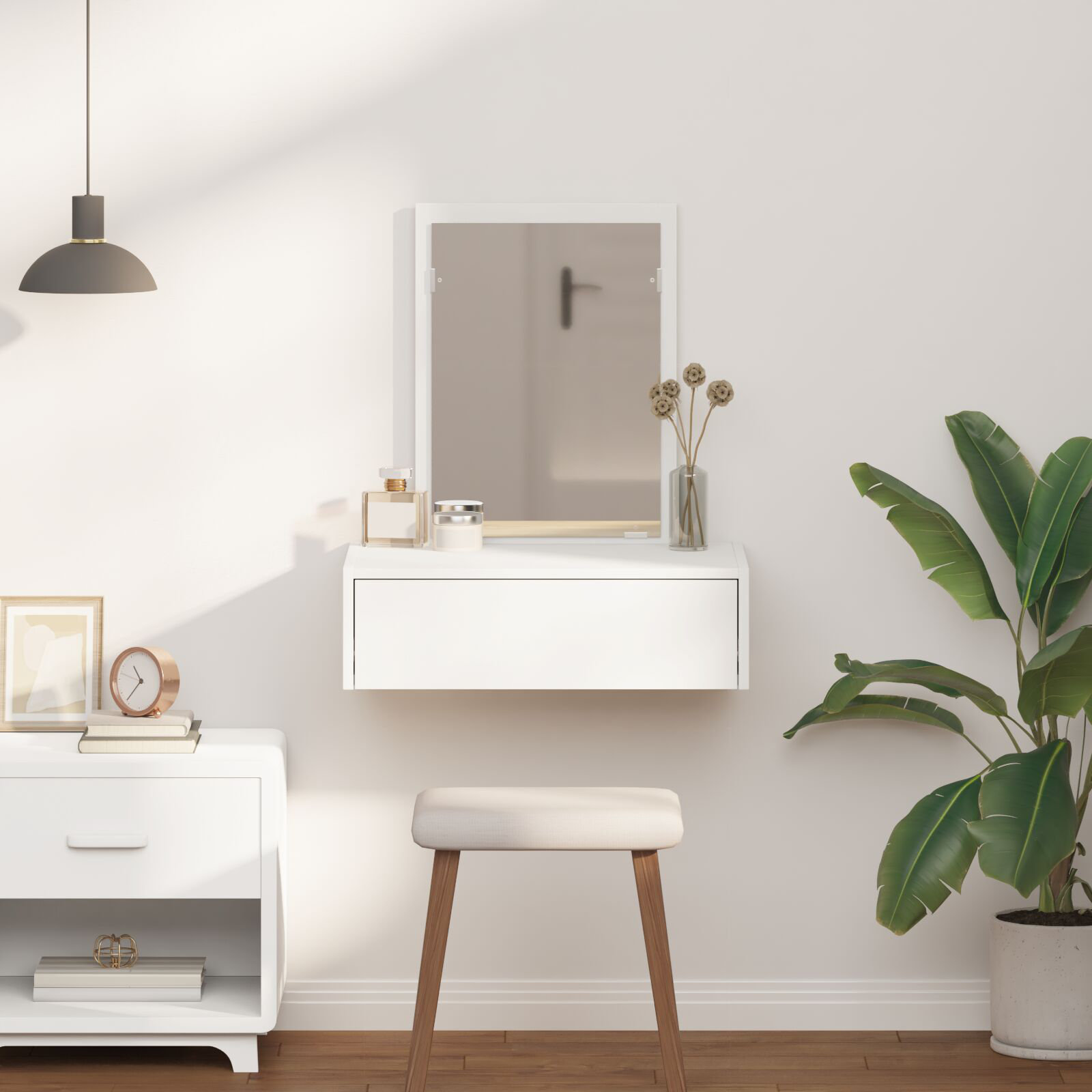 vidaXL Wall Hanging Dressing Table White 60x40x70 cm | Wayfair