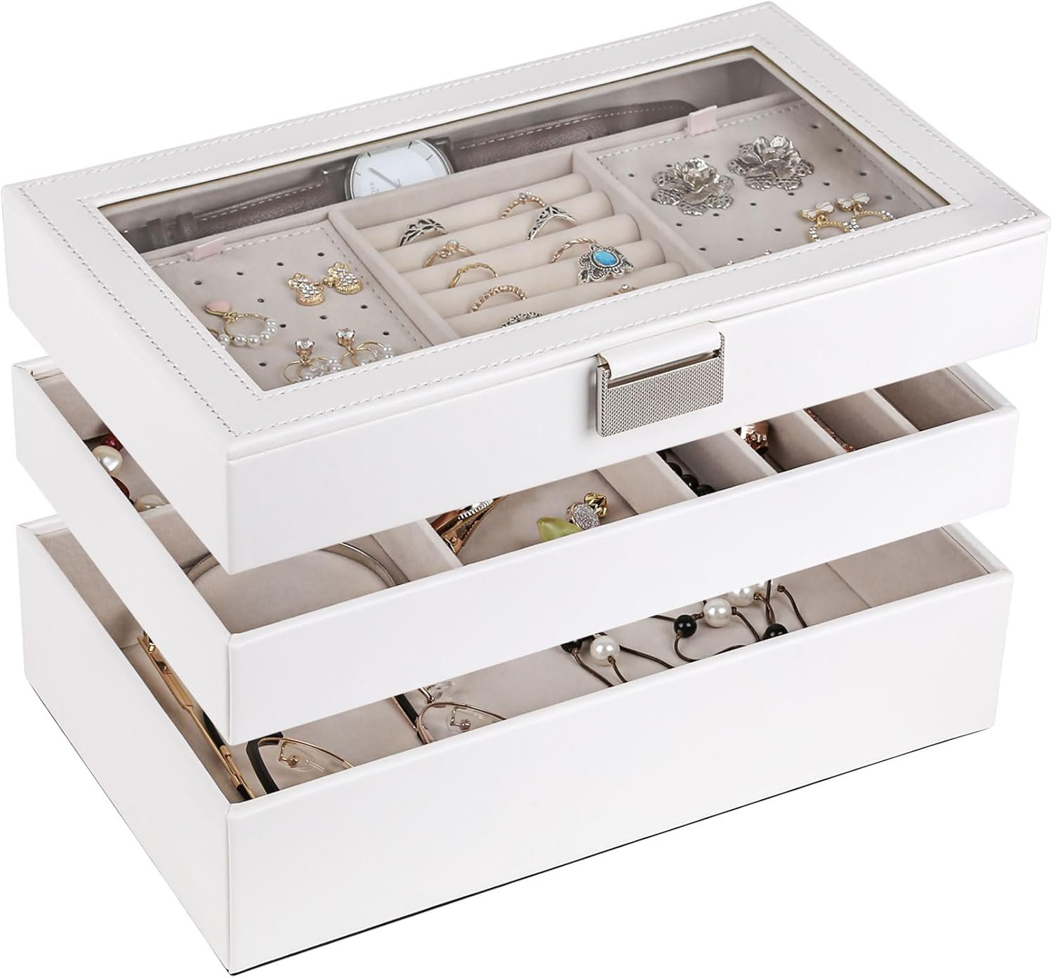 Ebern Designs Jewelry Tray, Stackable Jewelry Box, Drawer Jewelry ...