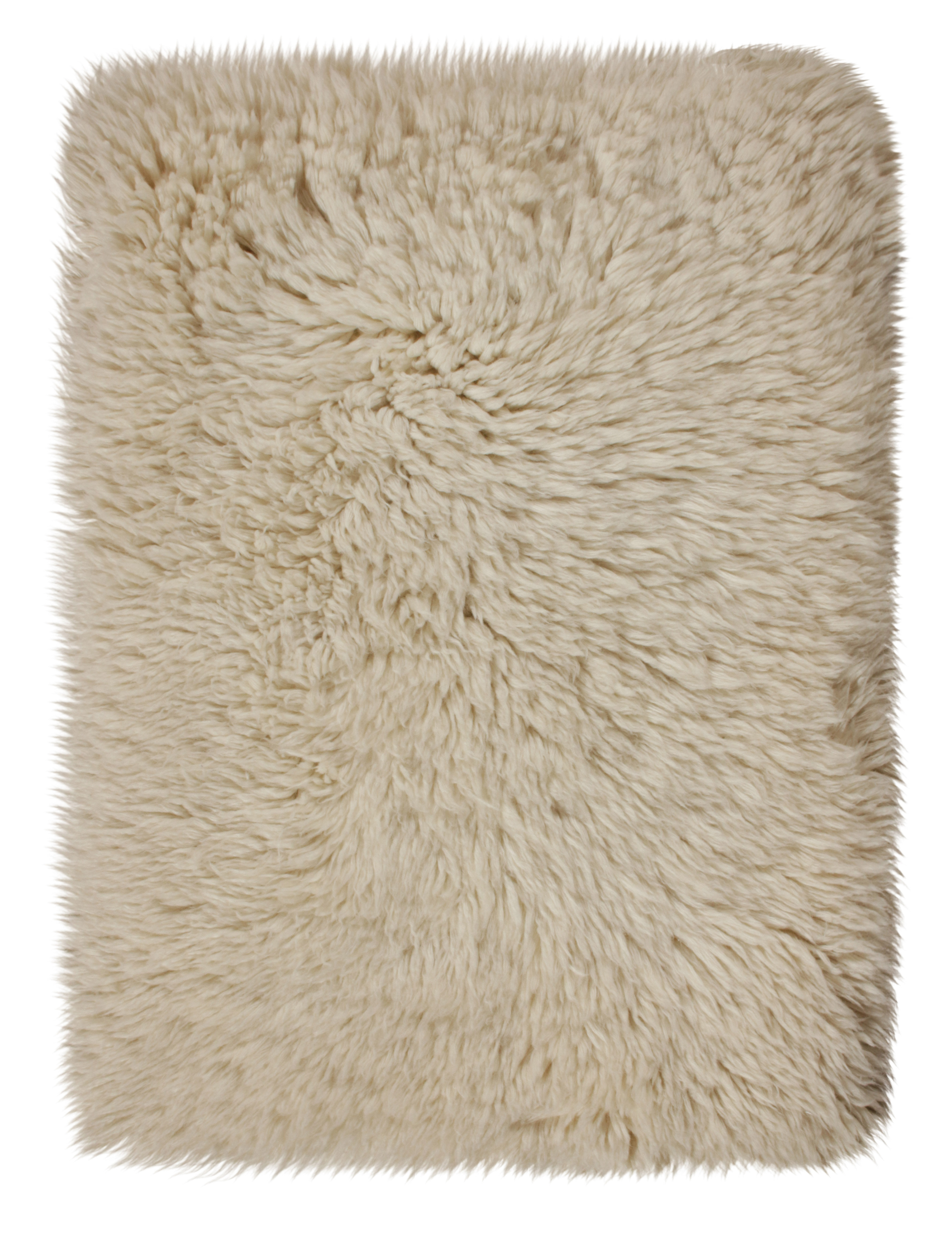 Rug & Kilim’S Moroccan Style Shag Rug In Solid Beige-White, High Pile ...