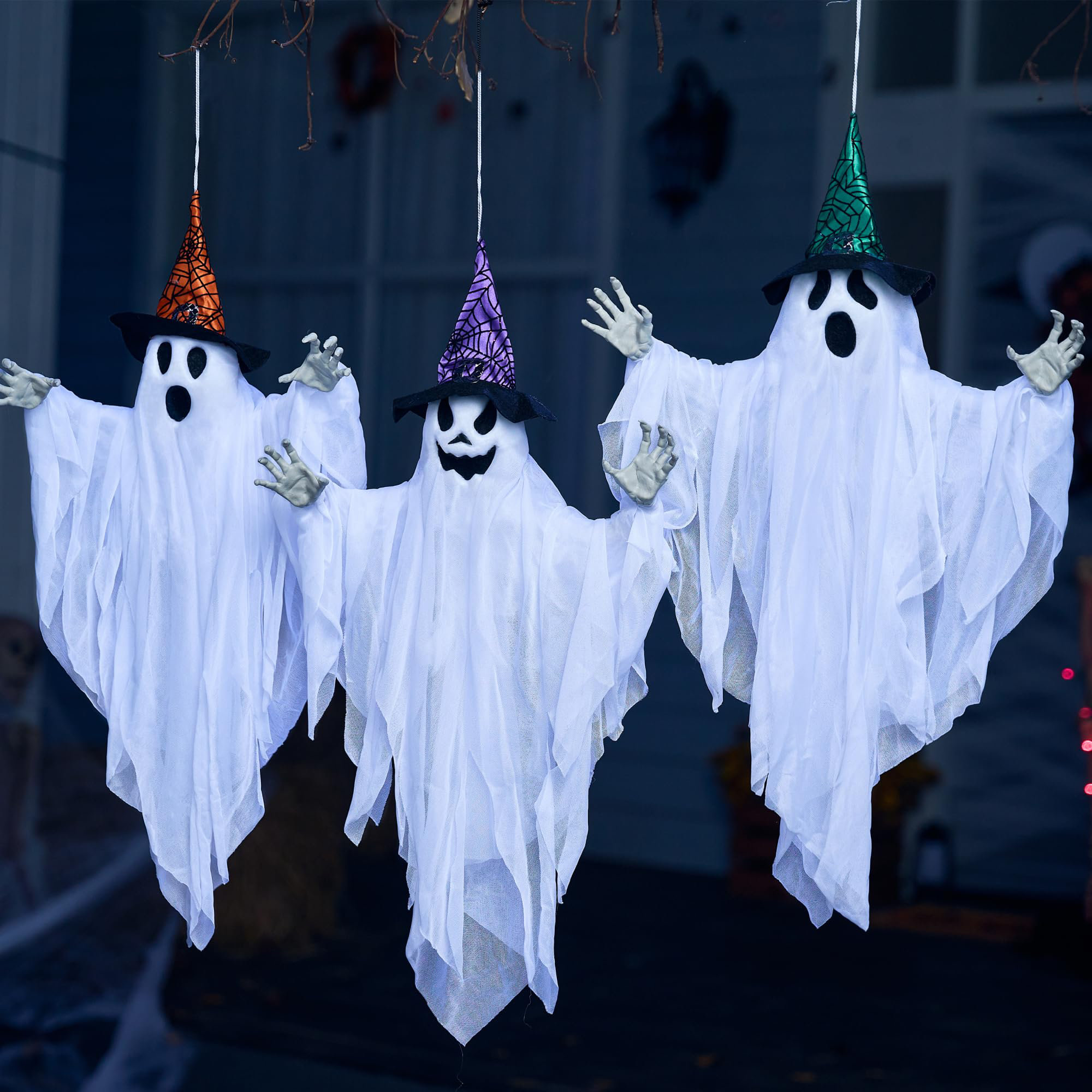 Dakota Fields 3 Pack 24.8" Hanging Ghost Decorations, Halloween White ...