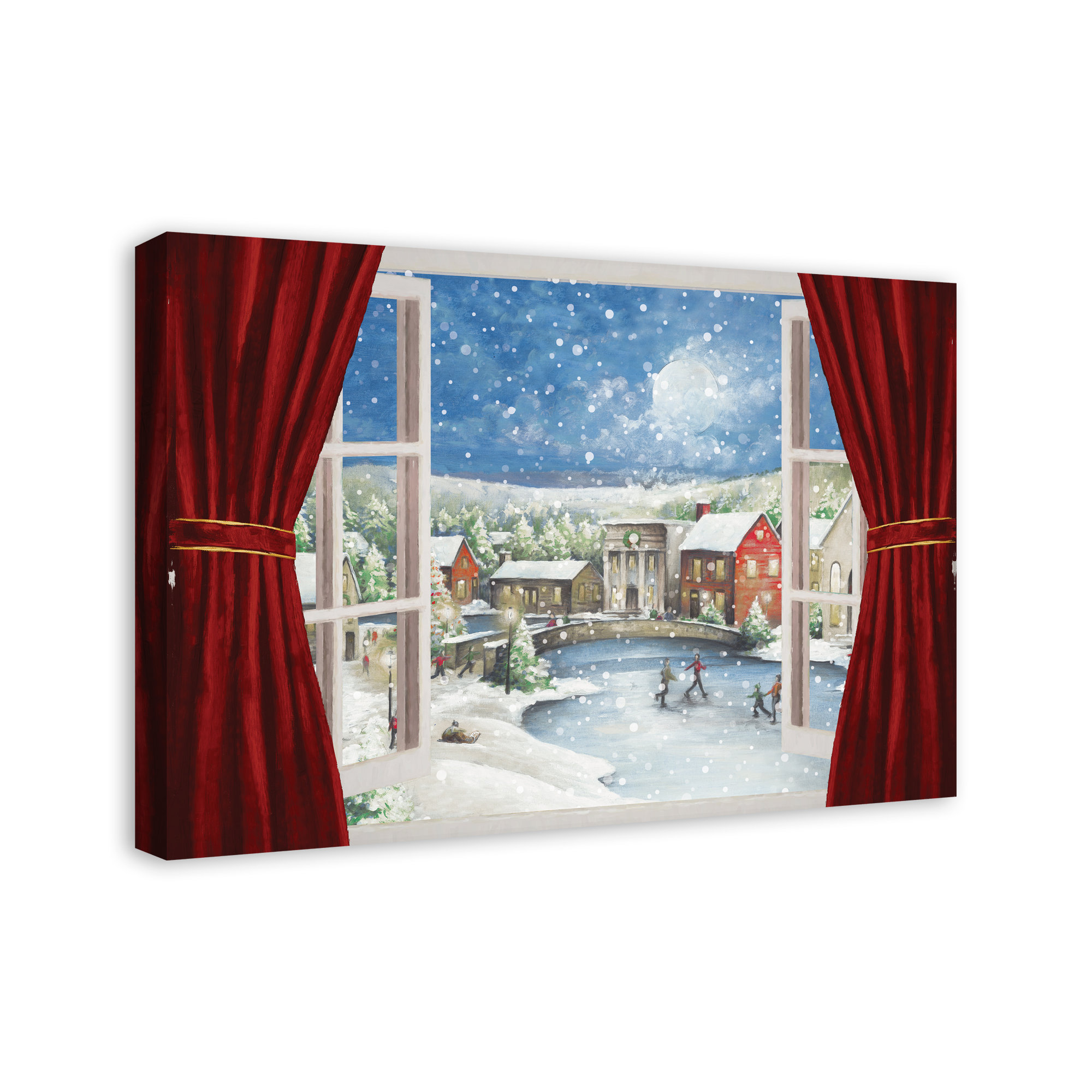 The Holiday Aisle® Christmas Window Scene On Canvas Print | Wayfair