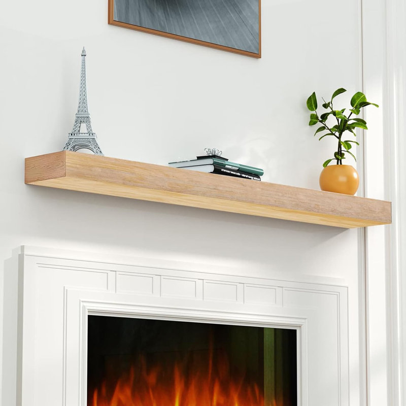 Millwood Pines Mantel, 60 "Wooden Floating Mantel, Handcrafted Wood ...