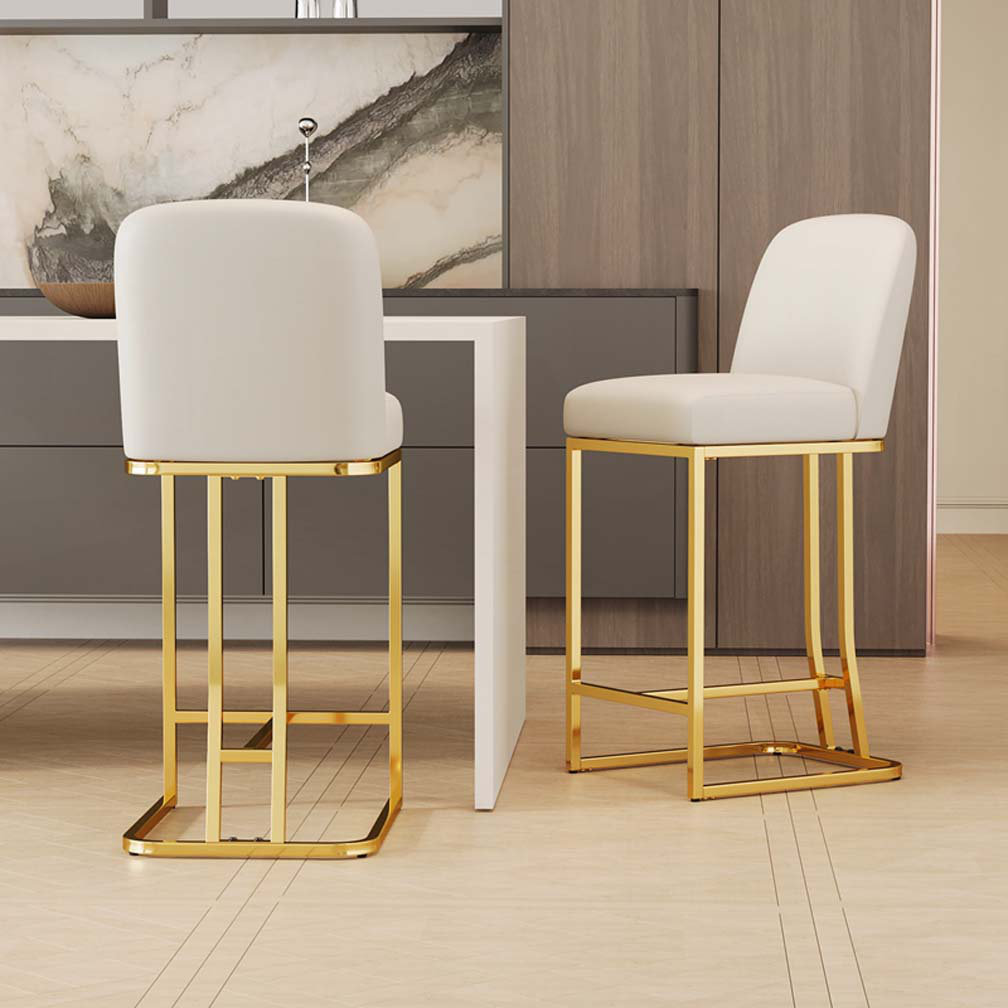 Latitude Run® Faux Leather Upholstered Metal Bar Stools Set with ...