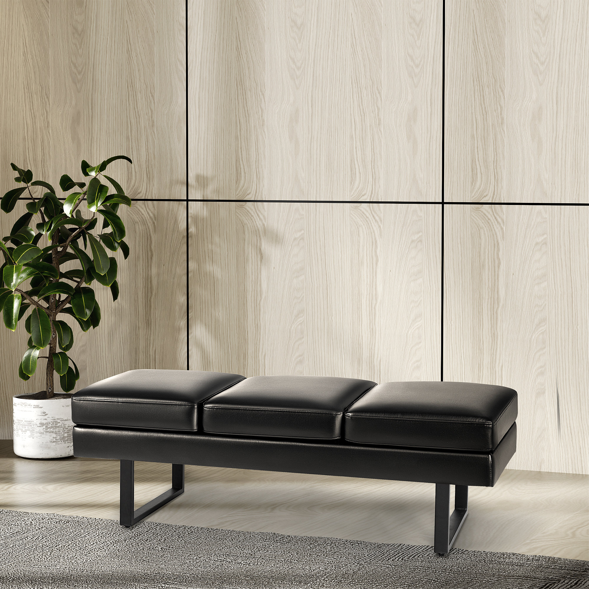 Wade Logan® Asharee Faux Leather Office Bench & Reviews | Wayfair
