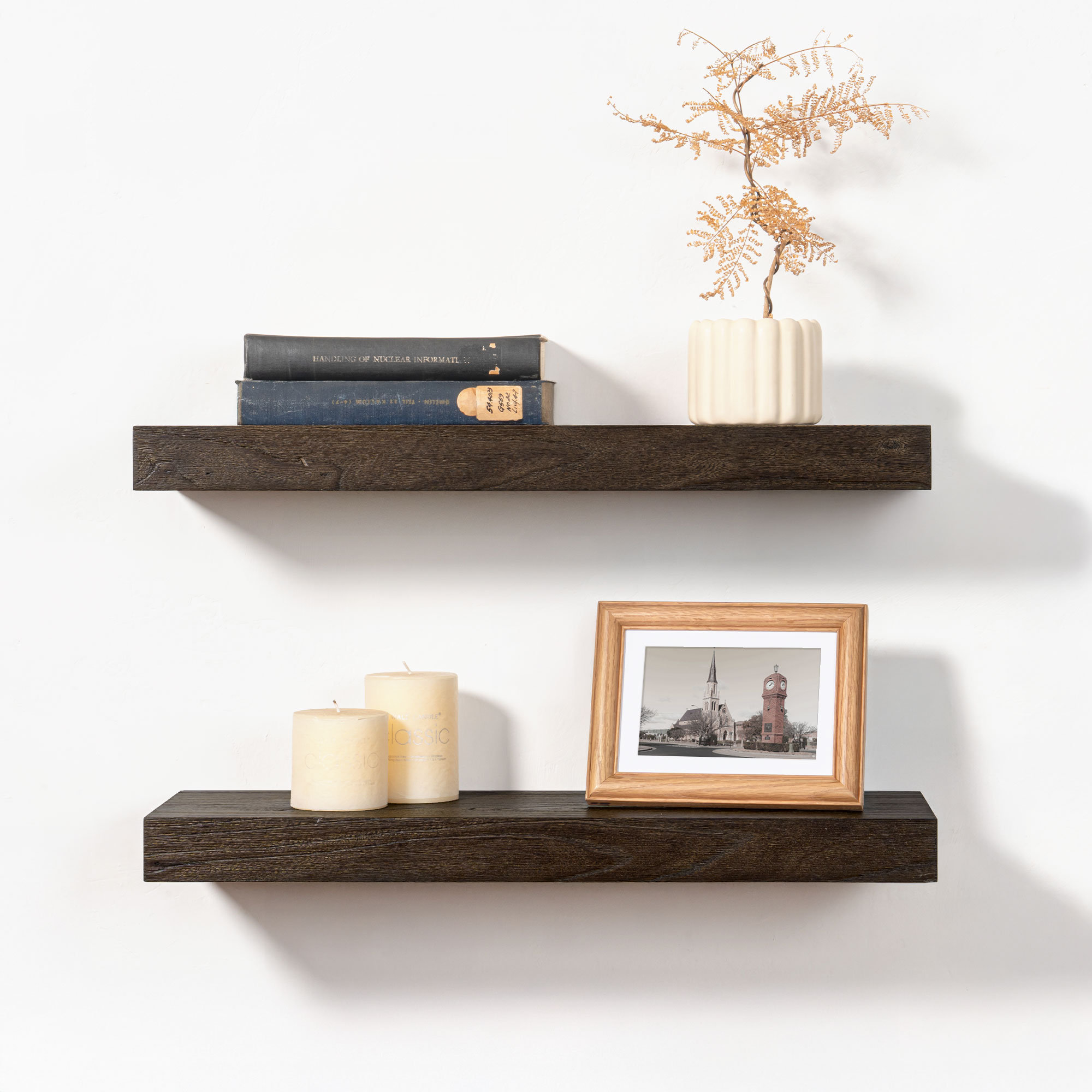 Millwood Pines Draven 2-Piece Heavy Duty Reclaimed Elm Floating Shelves ...
