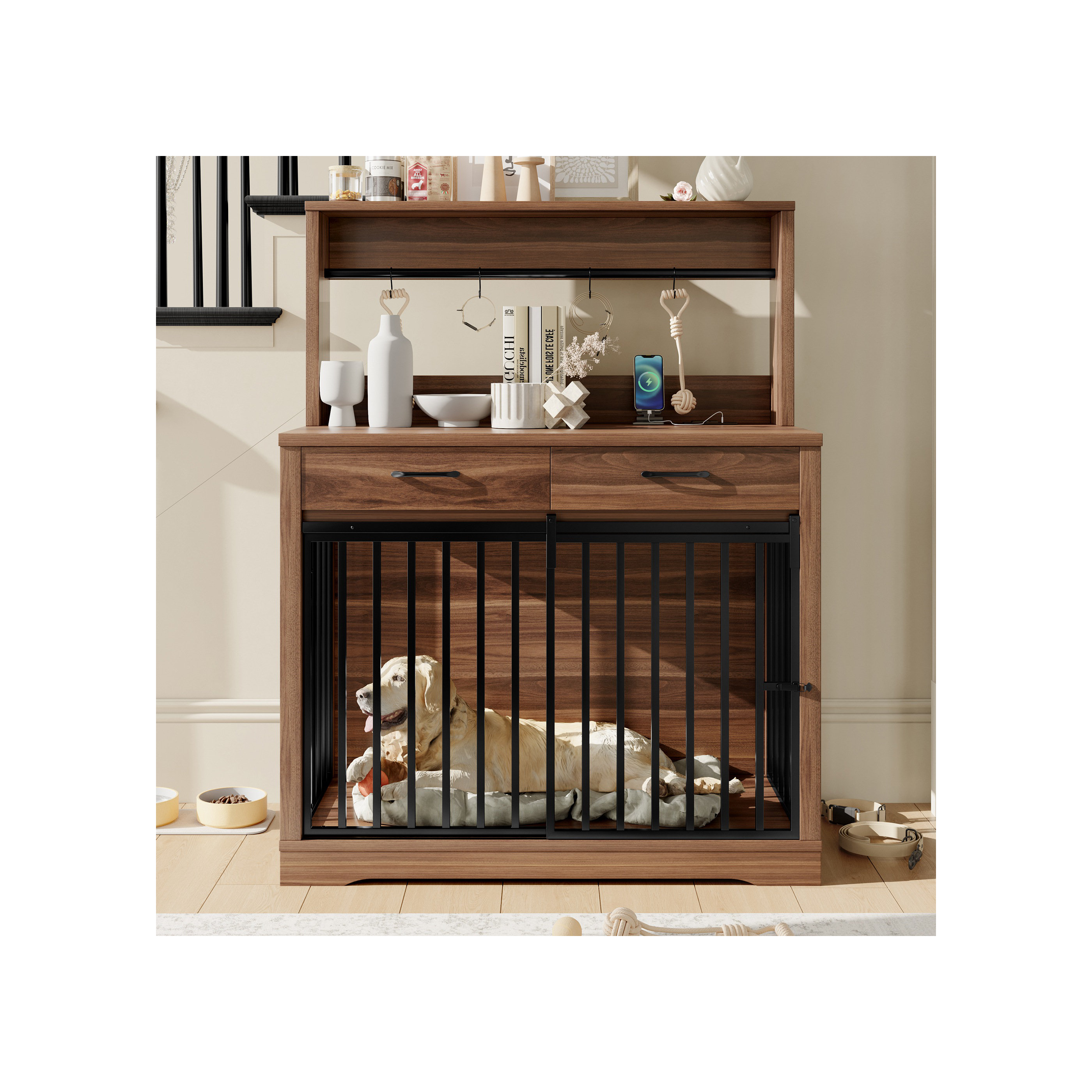 Archie & Oscar™ 38" Dog Crate Furniture, Heavy Duty Dog Cage Table with ...