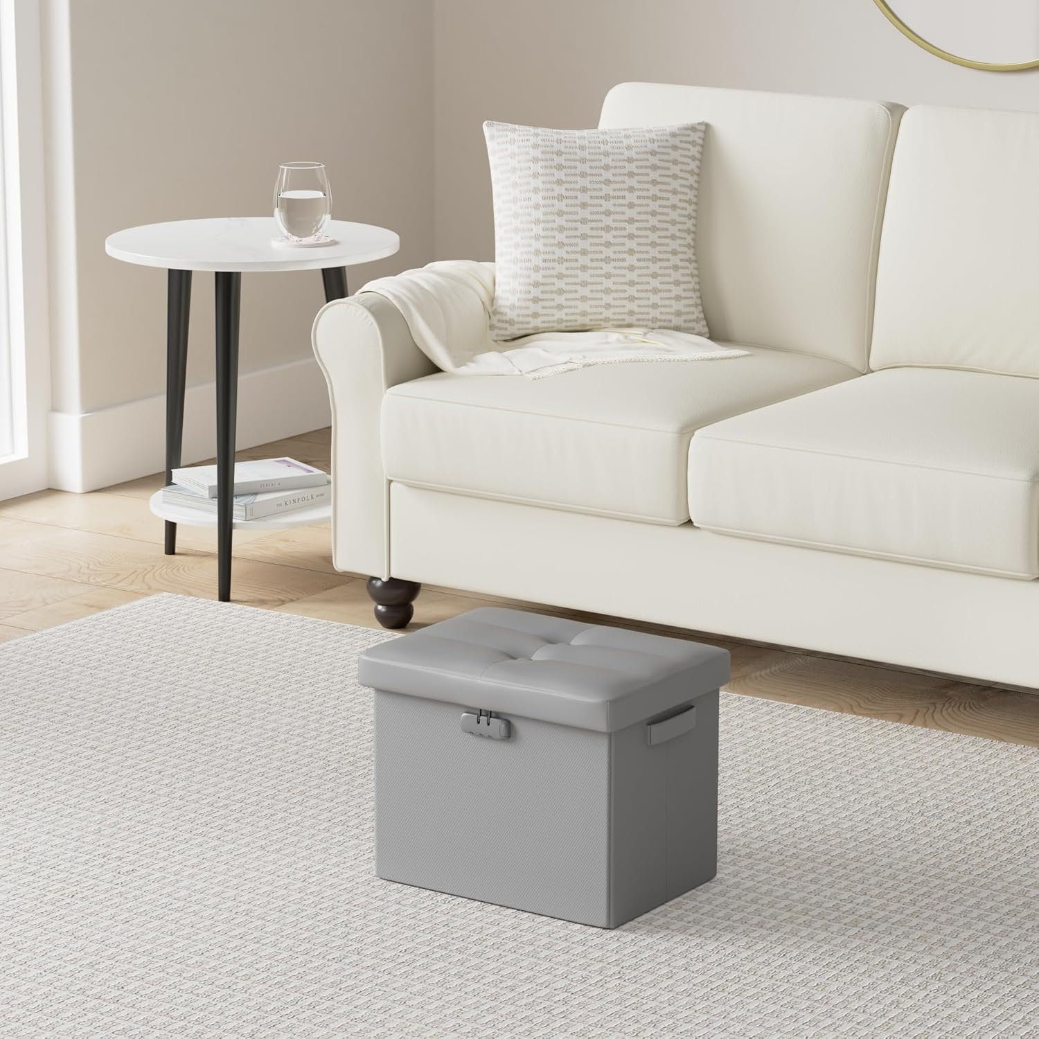 Latitude Run® Storage Ottoman With Lock,Fireproof Folding Ottoman Foot ...