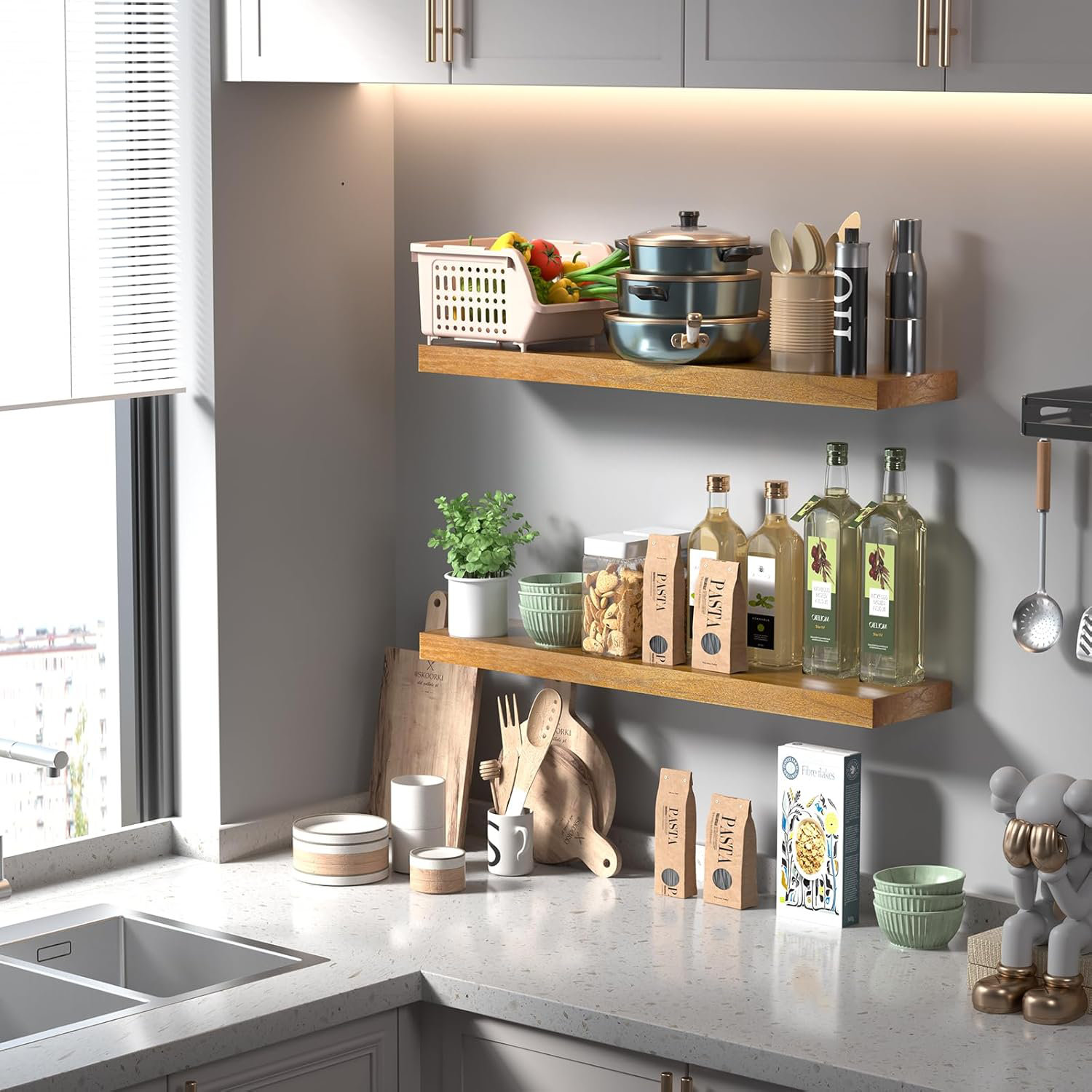 Latitude Run® 36-Inch Floating Shelves With Invisible Brackets ...