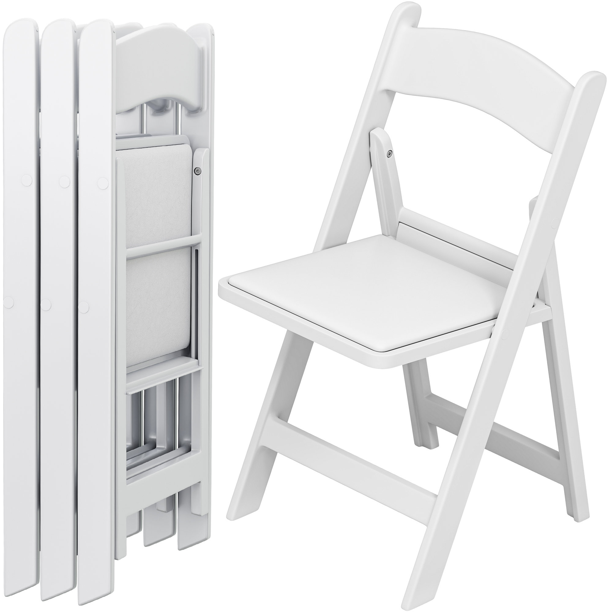 Red Barrel Studio Stackable White Resin Folding Chairs with Padded Seat ...