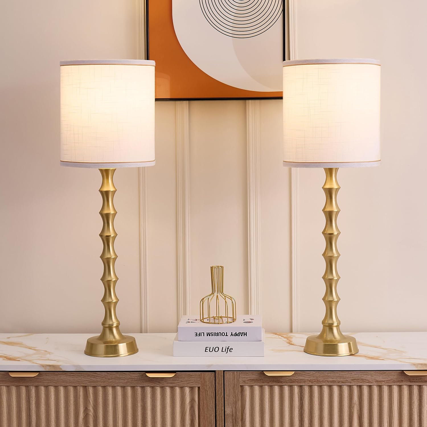 Everly Quinn 30.5" Tall Skinny Gold Table Lamps Set Of 2 - Modern ...