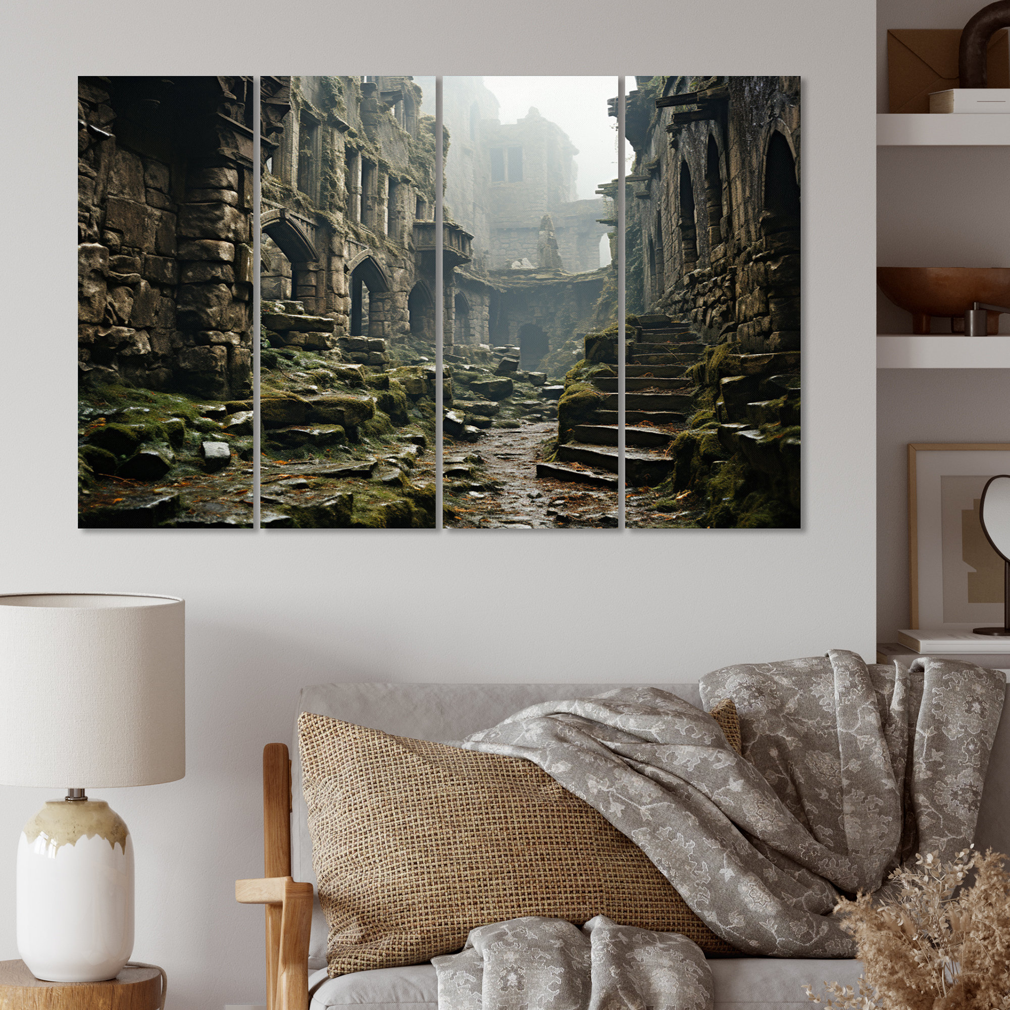 Winston Porter Scenic Mystic Ruins On Canvas 4 Pieces Print | Wayfair