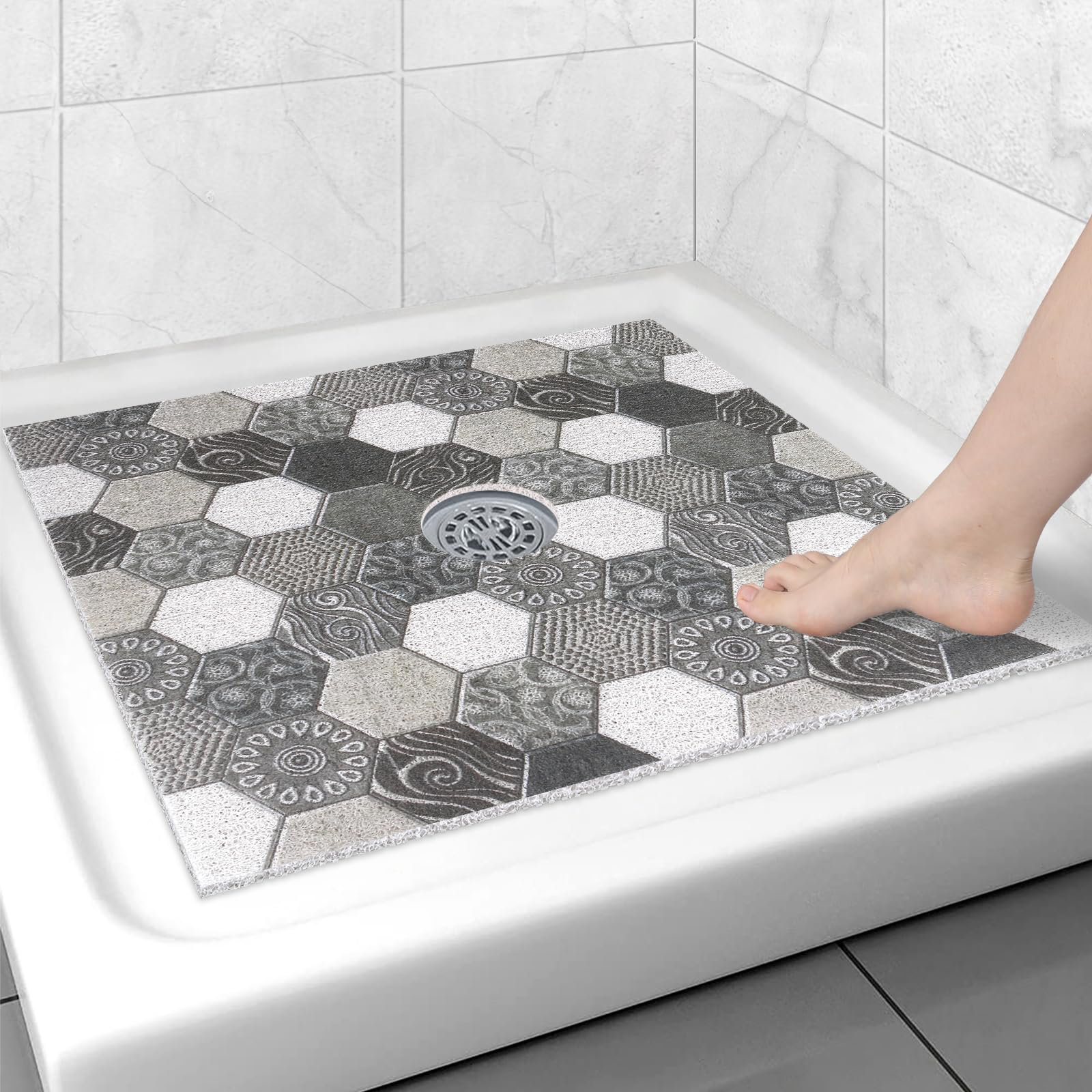 Corrigan Studio® Square Shower Mat Non Slip: Extra Large Shower Floor ...