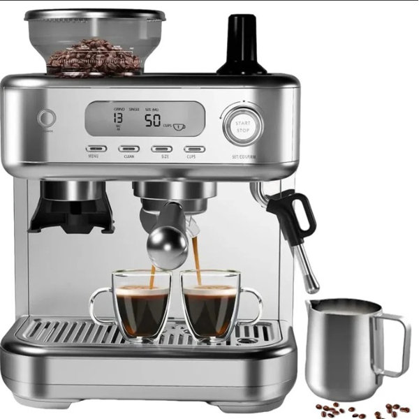 Kazoo 15-Bar Espresso Machine with PID Temperature Control & LCD Smart ...