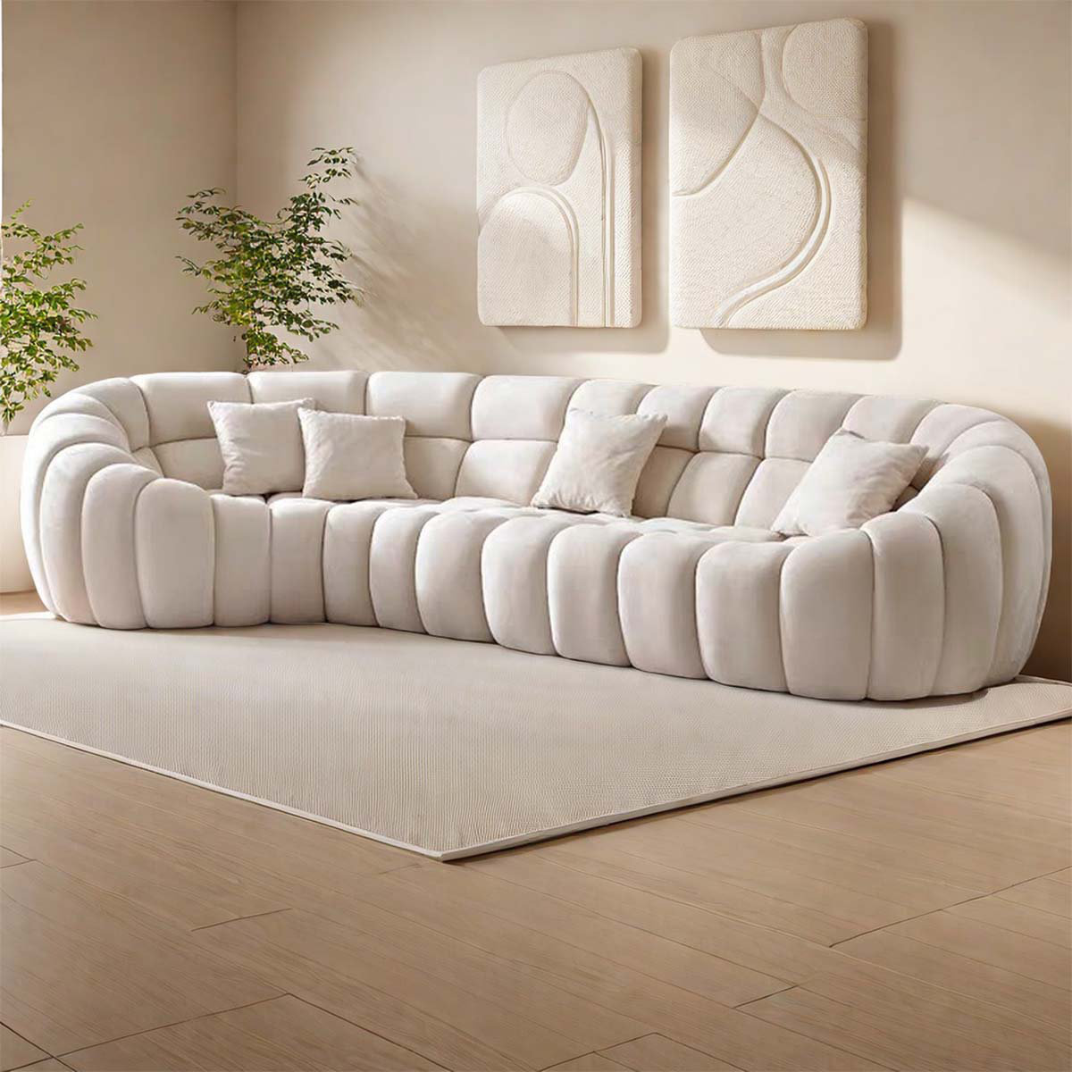 CoyNet Sofa Boutique French cream style curved sofa - Wayfair Canada