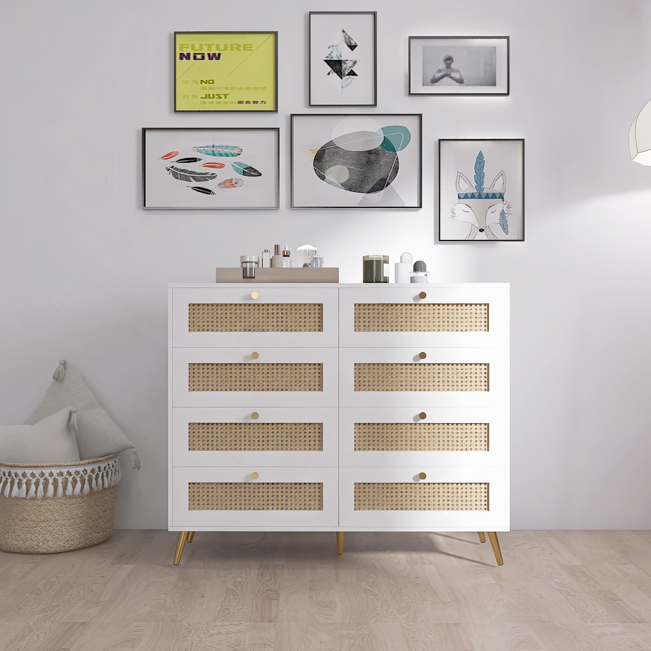 Bay Isle Home™ Drawer Dresser, White Color 8 Drawers Chest Of Drawers ...