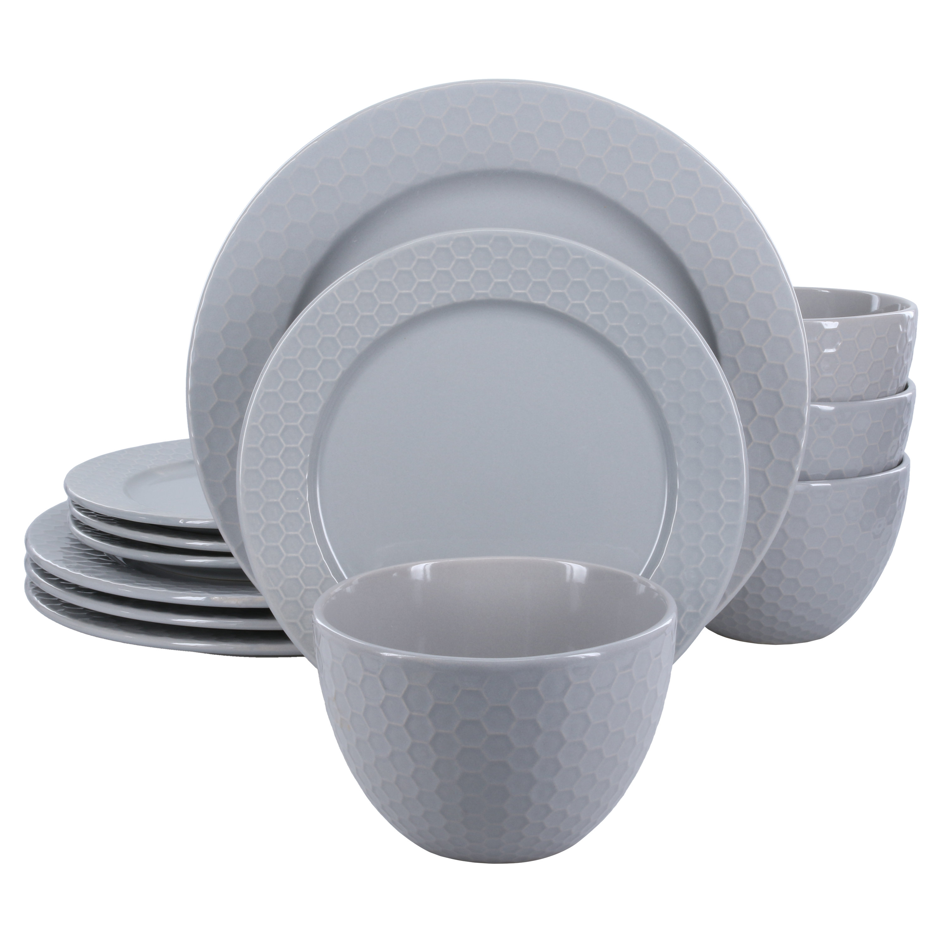 BIA Cordon Bleu 12 Piece, Honeycomb Dinnerware Set, Gray | Wayfair