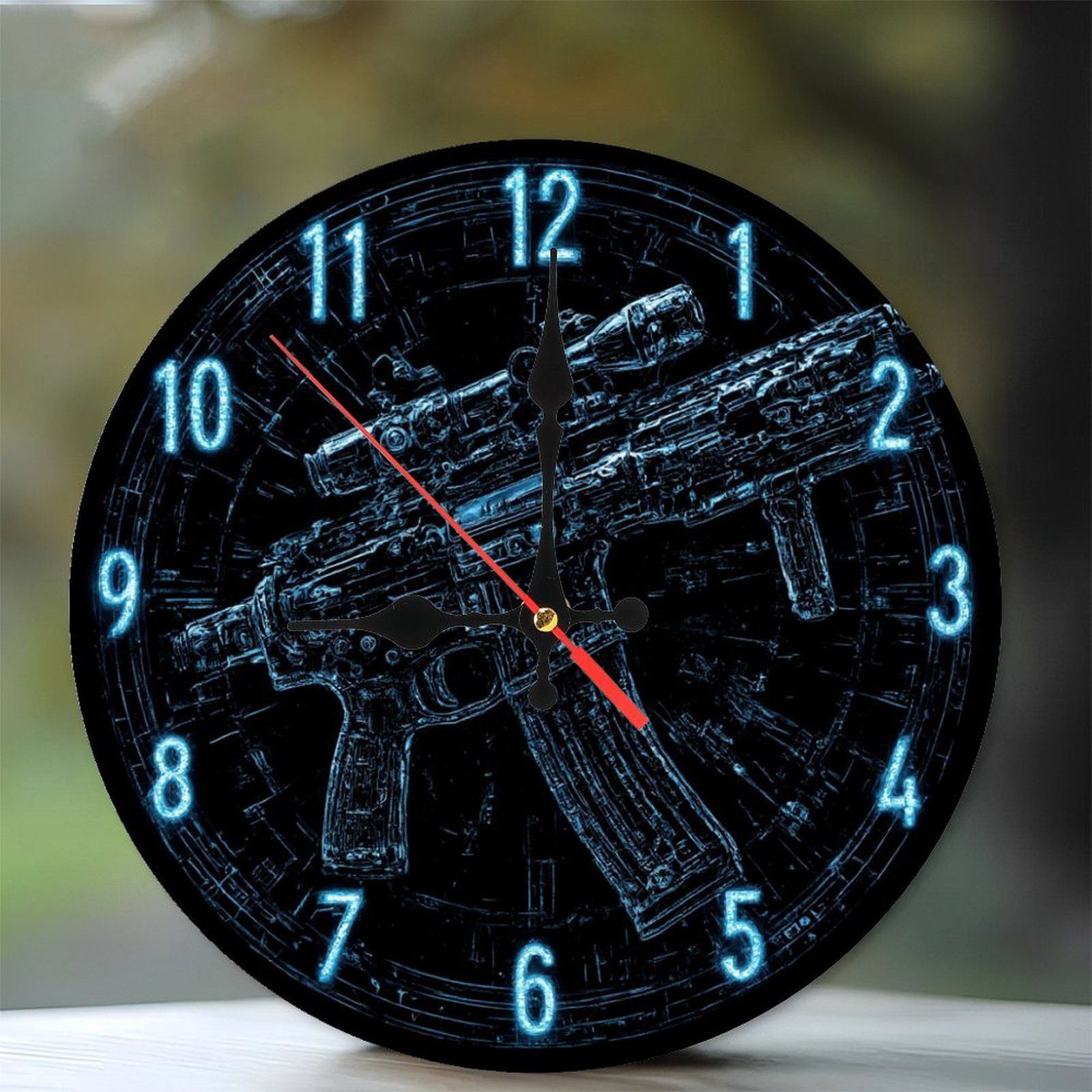 Ivy Bronx Glowing Clock Face With Rifle | Wayfair
