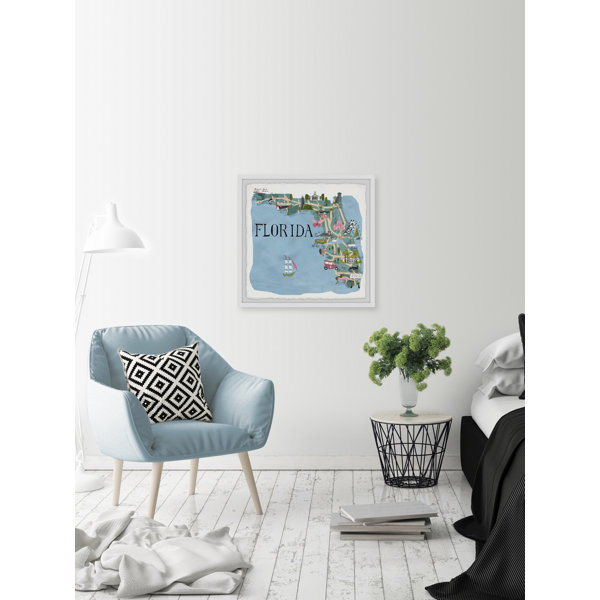 Trinx 'Illustrated Map Of Florida' Picture Frame Print on Paper ...