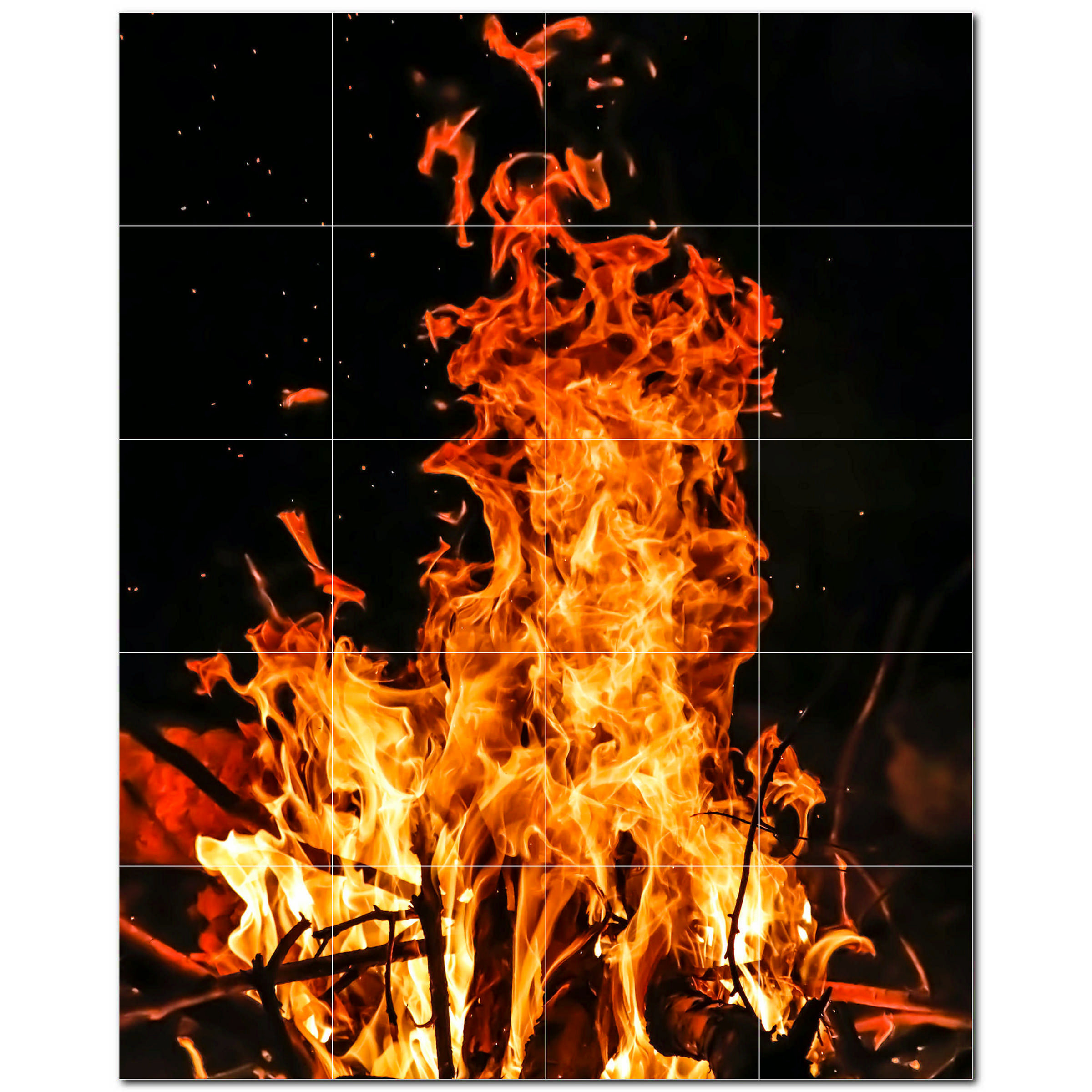 Picture-Tiles.com 60" x 36" Ceramic Fire Photo Decorative Mural Tile ...