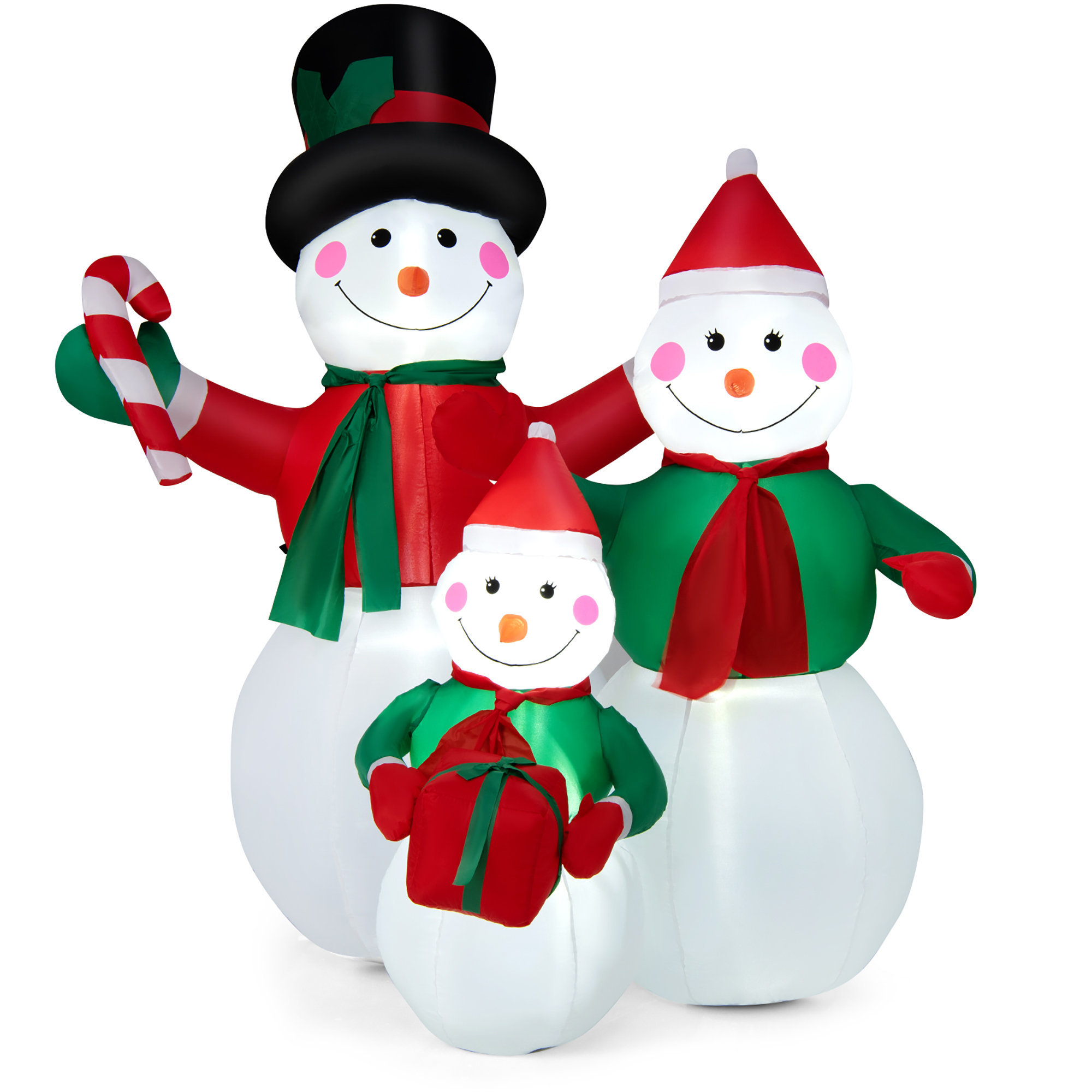 The Holiday Aisle® 6.5ft Inflatable Snowman Family, Blowup Christmas ...