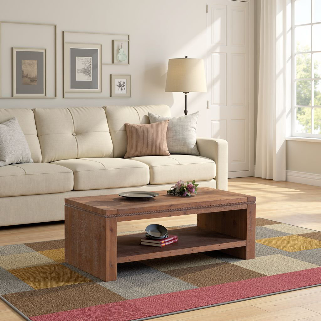 Loon Peak® 47" Rustic Rectangle Coffee Table - 2-Tier Solid Wood ...