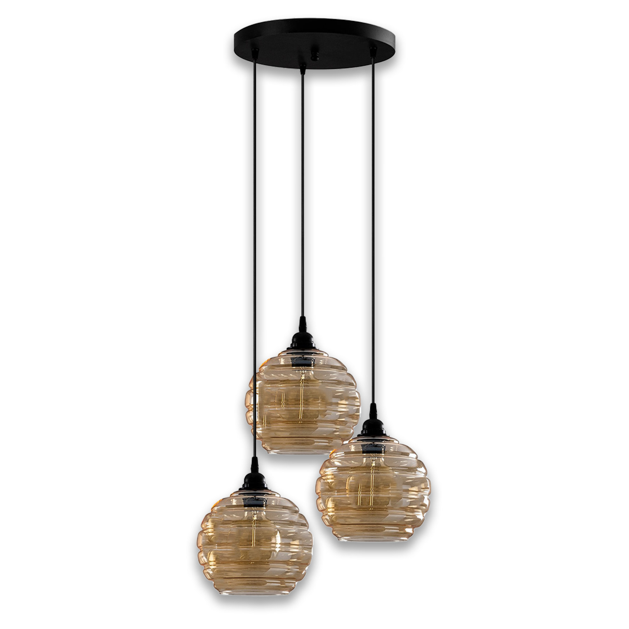 Corrigan Studio 3-Lights Adjustable Height Metal Body Cluster Pendant ...