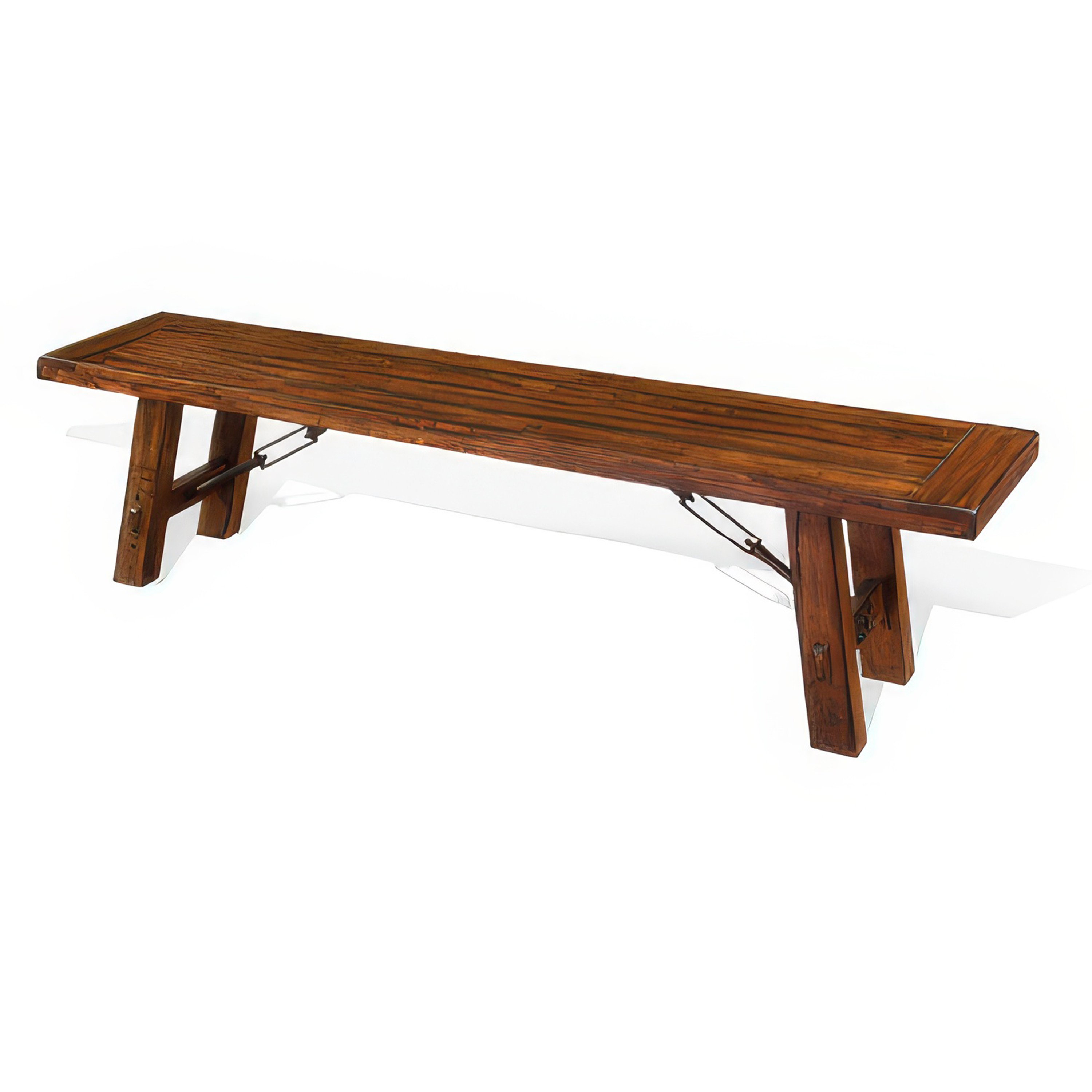 Benjara Reggie Bench, 72 Inch Brown Mahogany Wood, Metal Turnbuckle ...