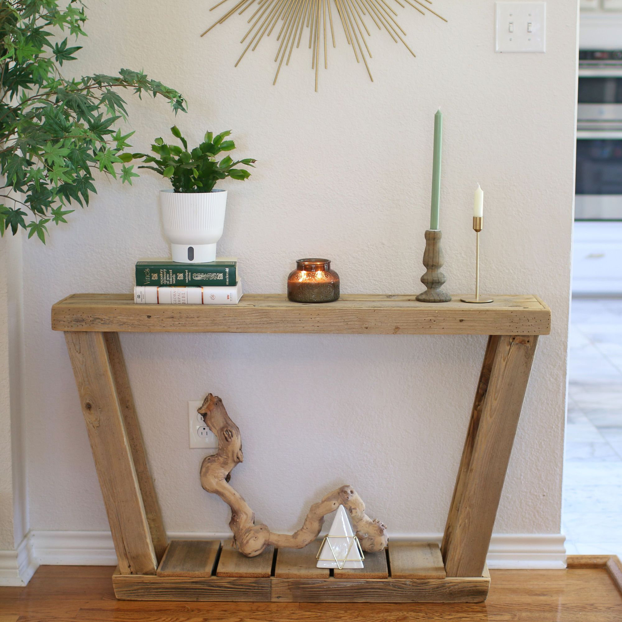 August Grove® The Ridge Console – Reclaimed Wood Entry Table With Inverted Legs (46x10x28h ...