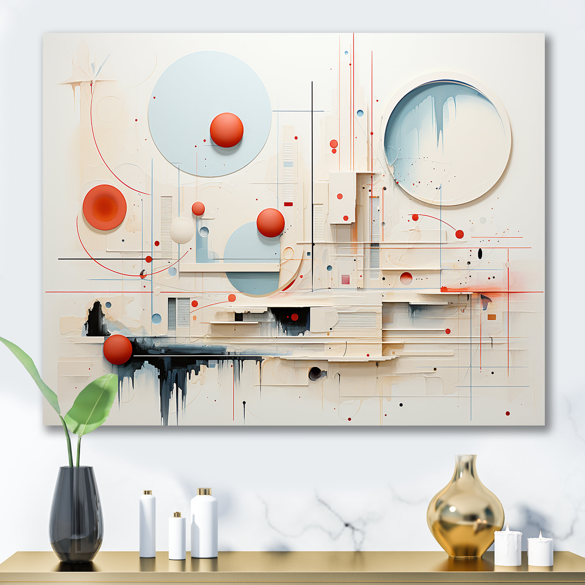 Wrought Studio™ Minimalism Geometric Pastel Ink Art - Abstract Shapes ...