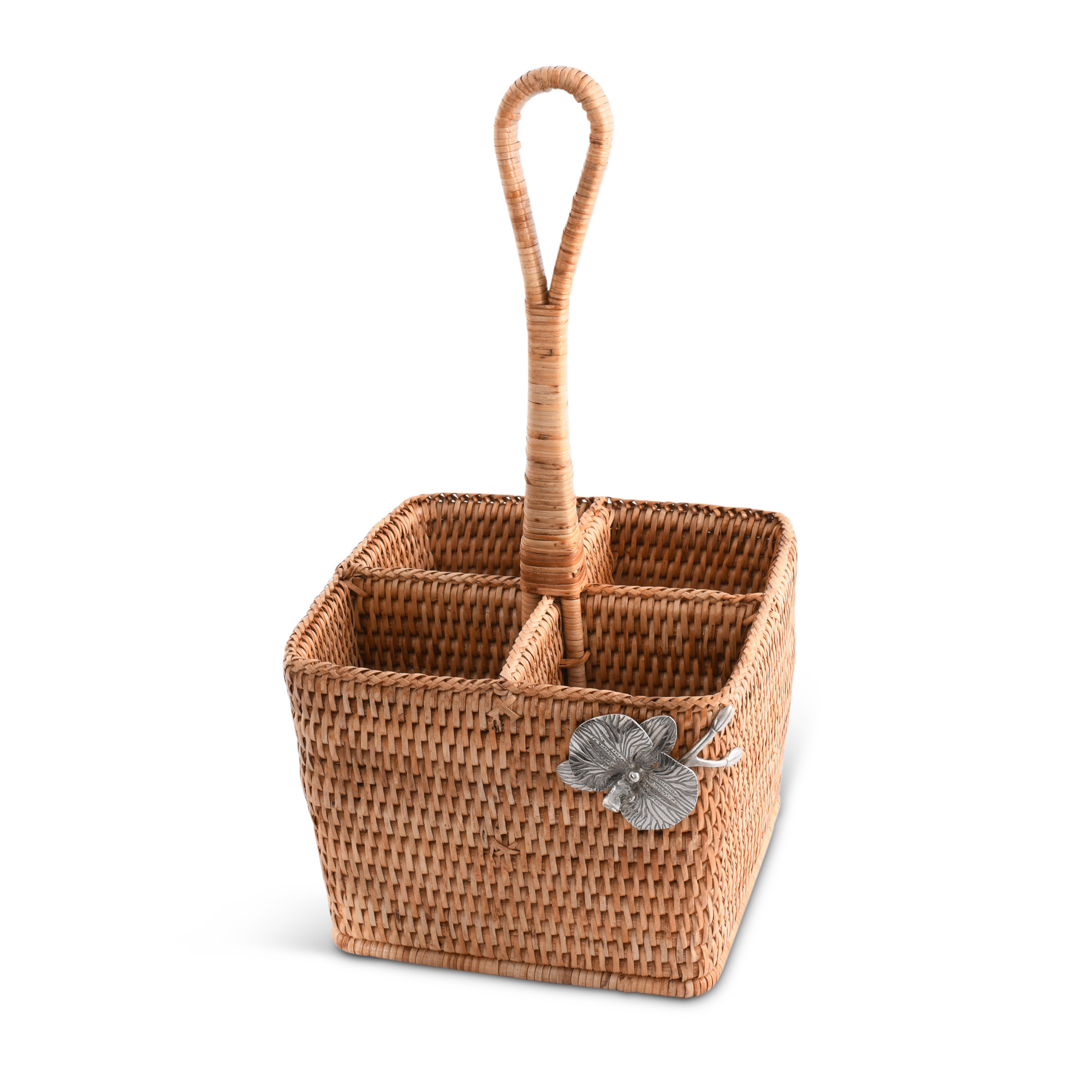 Vagabond House Orchid Hand Woven Wicker Rattan Flatware Caddy | Wayfair