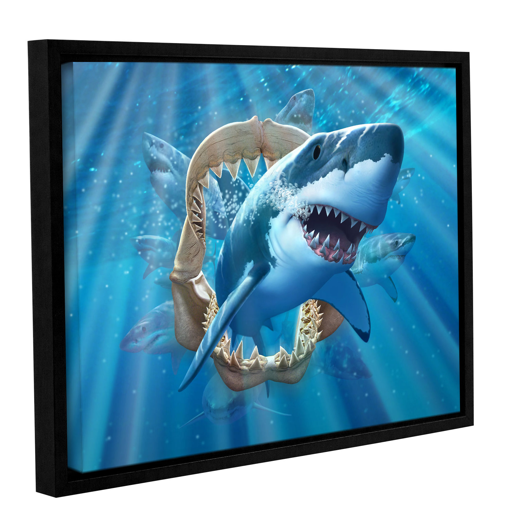Zoomie Kids Great Shark Graphic Art on Canvas | Wayfair