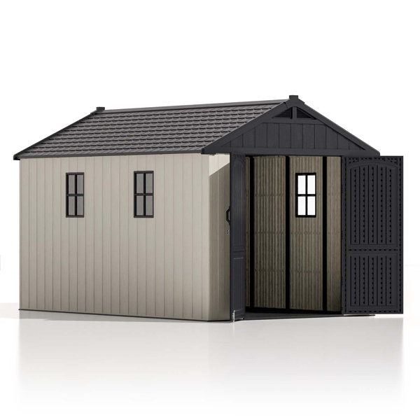 Patiowell 8 Ft. W X 12 Ft. D Plastic Storage Shed With Floor, Resin ...