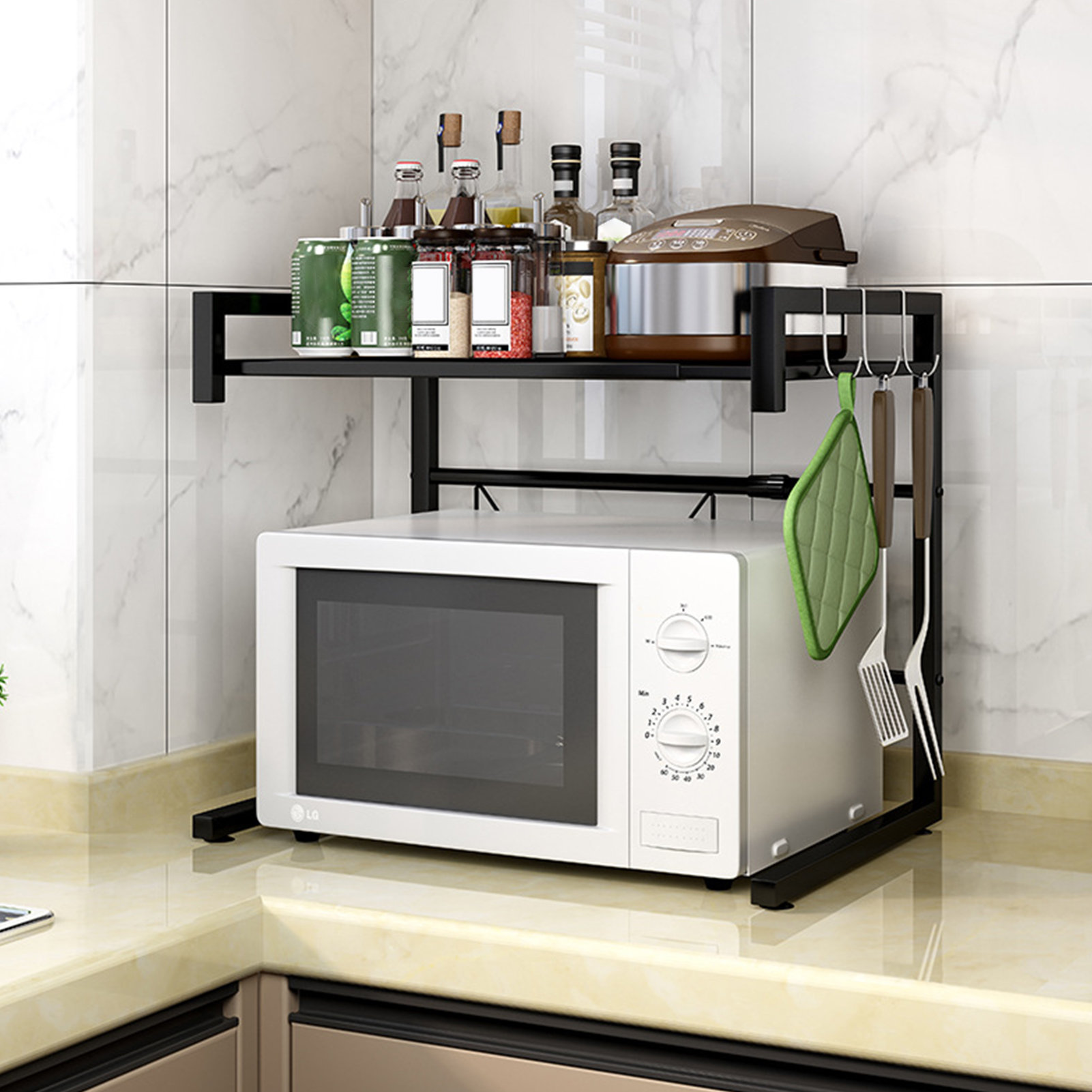 Prep & Savour Microwave Oven Rack Adjustable Microwave Oven Storage ...