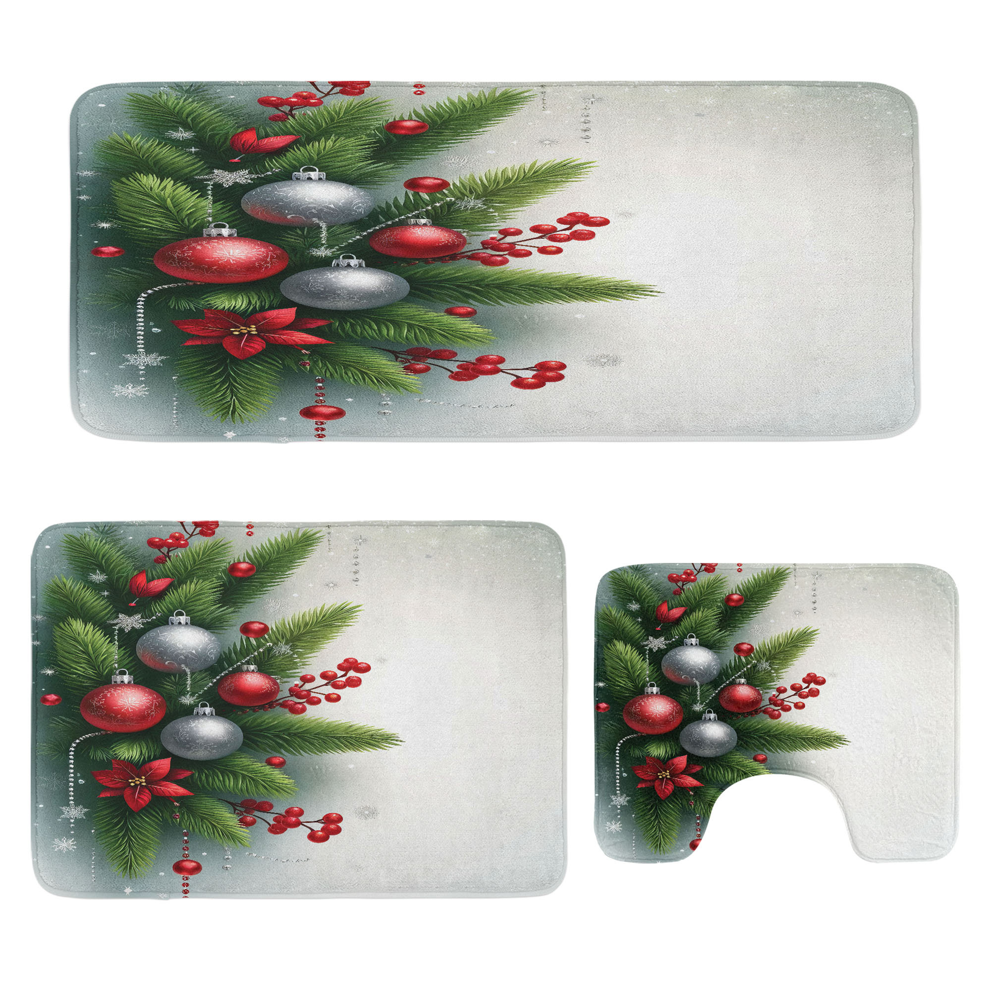 The Holiday Aisle® Christmas Bathroom Rug Set 3 Pieces U-Shape ...