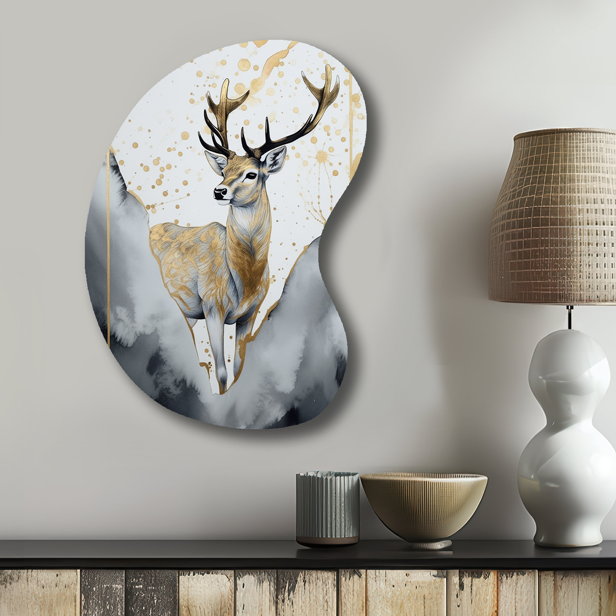 Millwood Pines Brown Deer In The Wild Painting II - Asymmetrical Deer ...