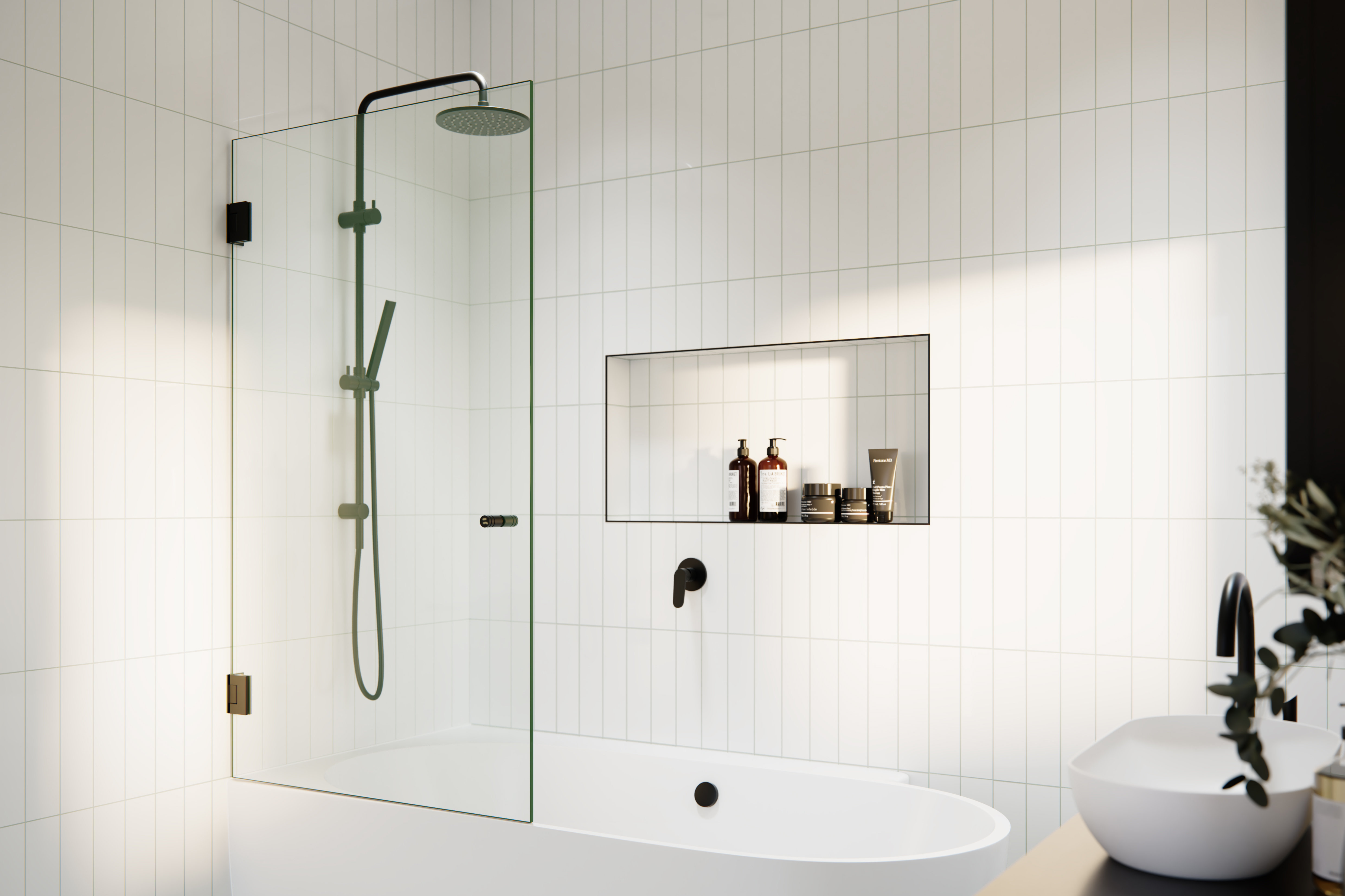 Glass Warehouse Albedo 34 in. x 58 in. Fully Frameless Glass Bathtub ...