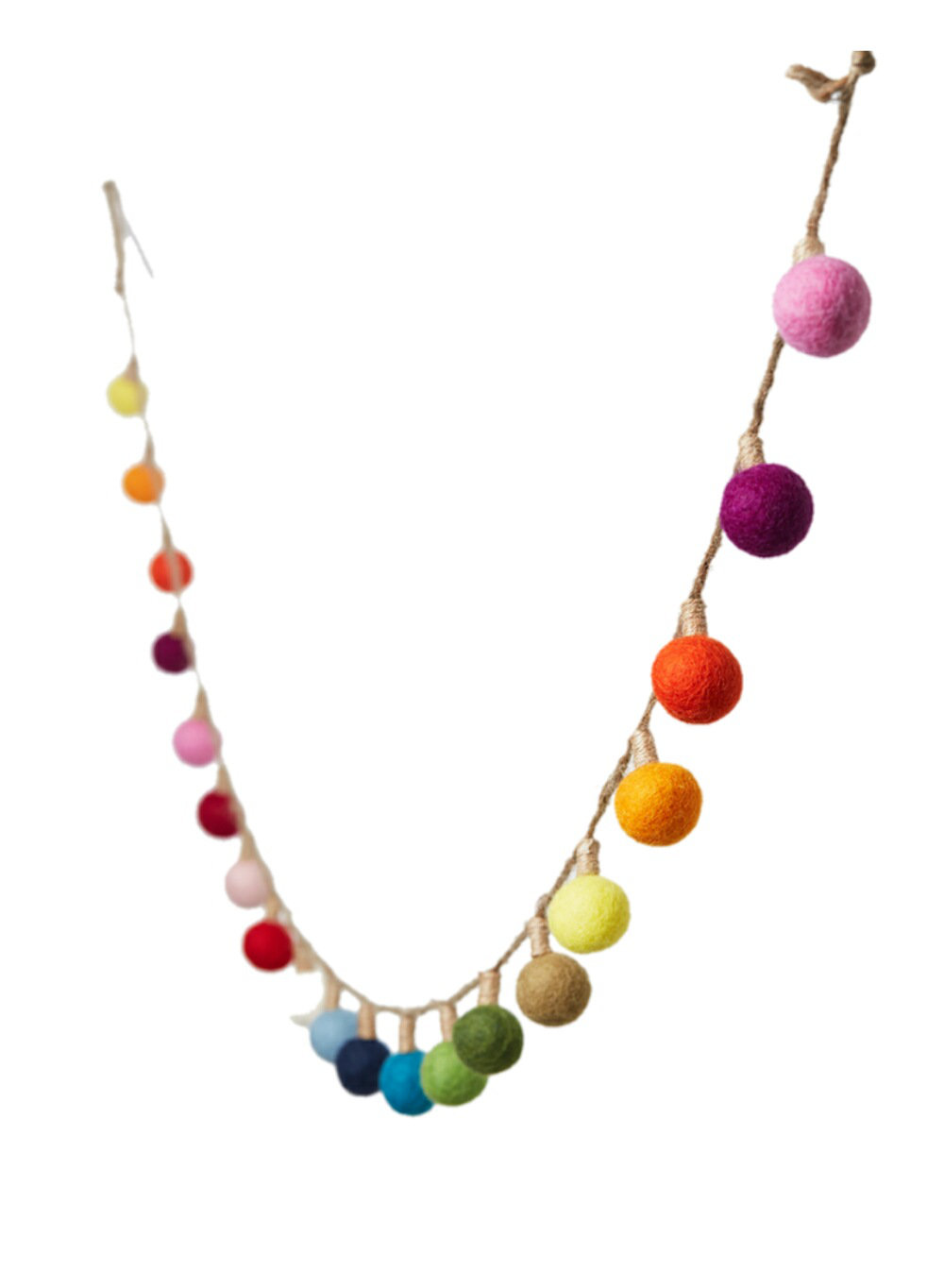 Serene Spaces Living 72" Multicolor Hanging Lightbulb Wool Felt Pom Pom ...
