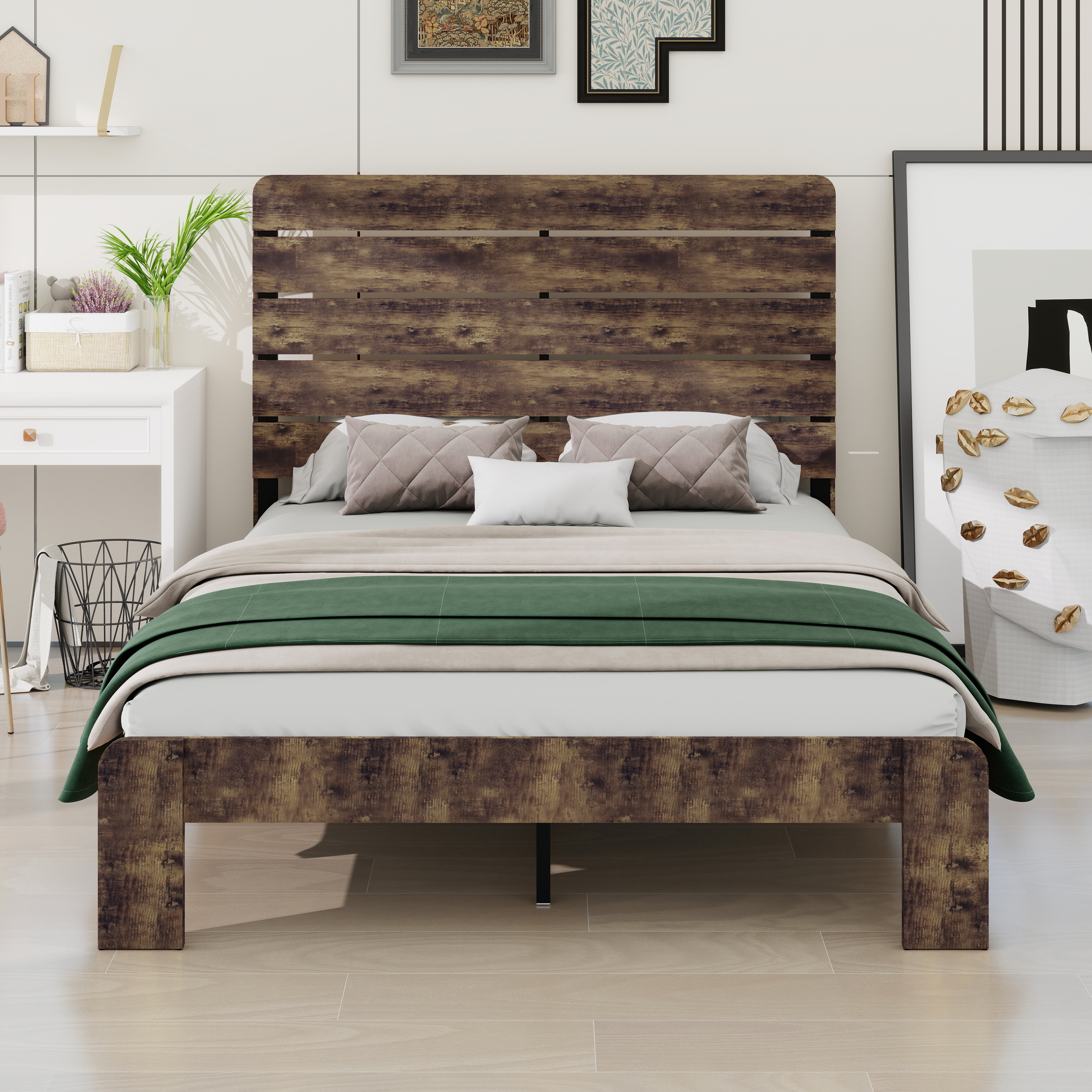 Ebern Designs Quiet Platform Bed Frame With Spacious Under-Bed Storage ...