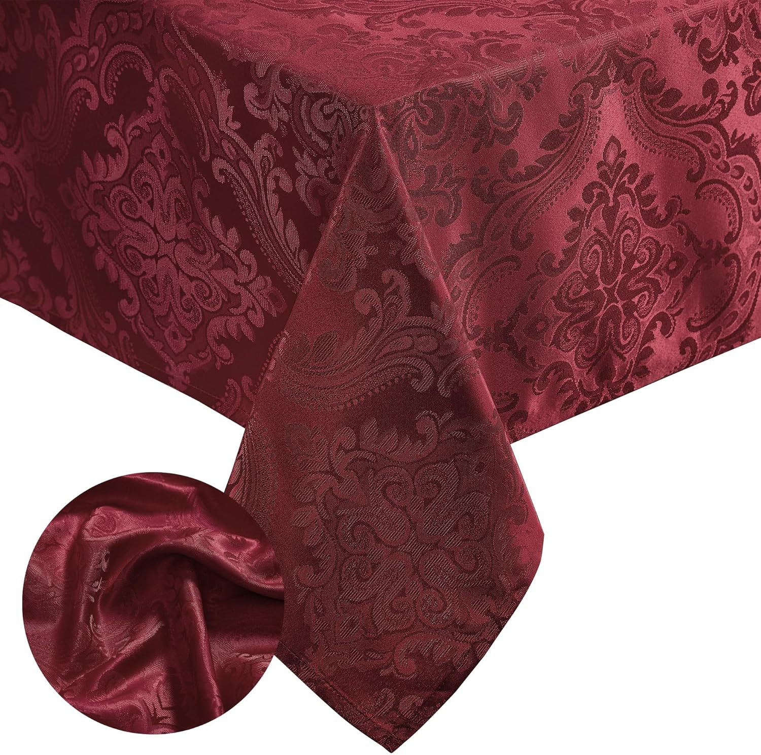 X－MAX FURNITURE Elegance Damask Fabric Tablecloth, 60" X 120" Oblong ...