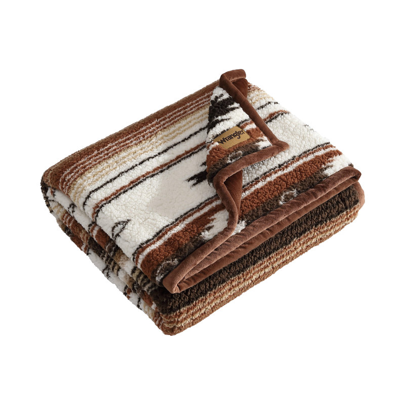 Wrangler Coyote Sands Corduroy/Sherpa Reversible Throw Blanket ...
