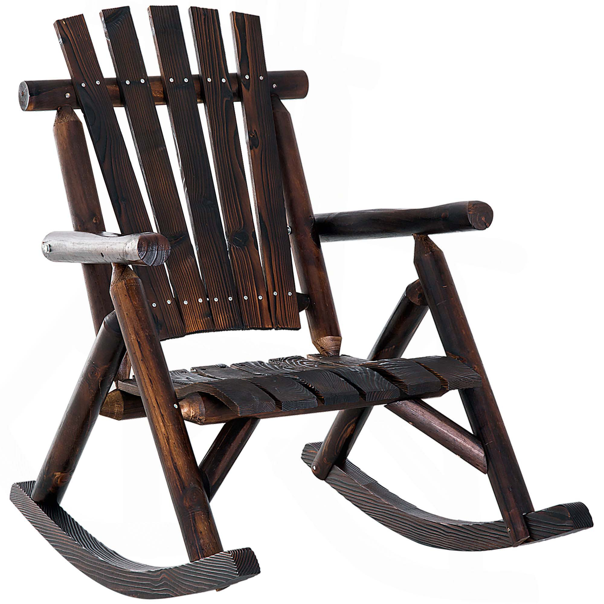 Dakota Fields Outdoor Wooden Rocking Chair,Rustic Adirondack Rocker ...