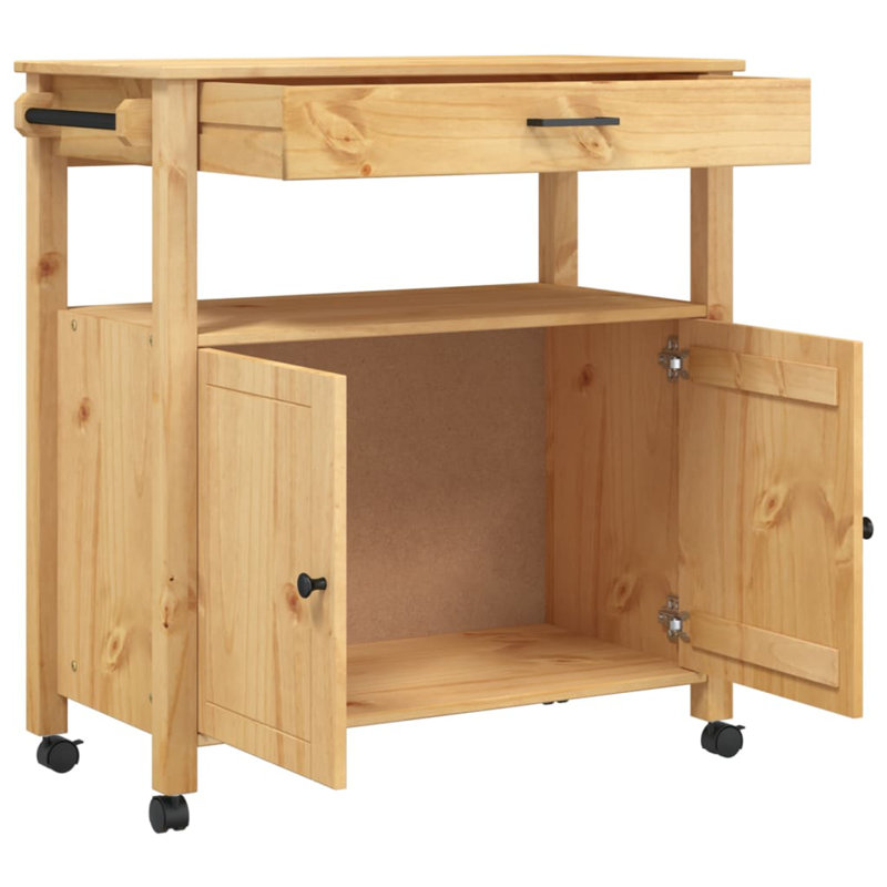 Winston Porter Raford Rolling Kitchen Cart with Solid Wood Top | Wayfair