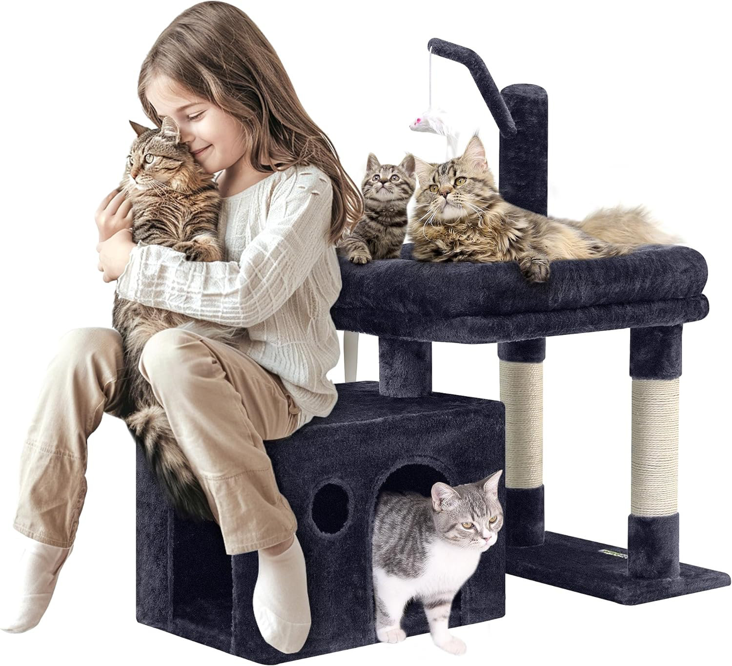 Tucker Murphy Pet™ F32 Cat Stand, 32-Inch Short Cat Tree With Extra ...