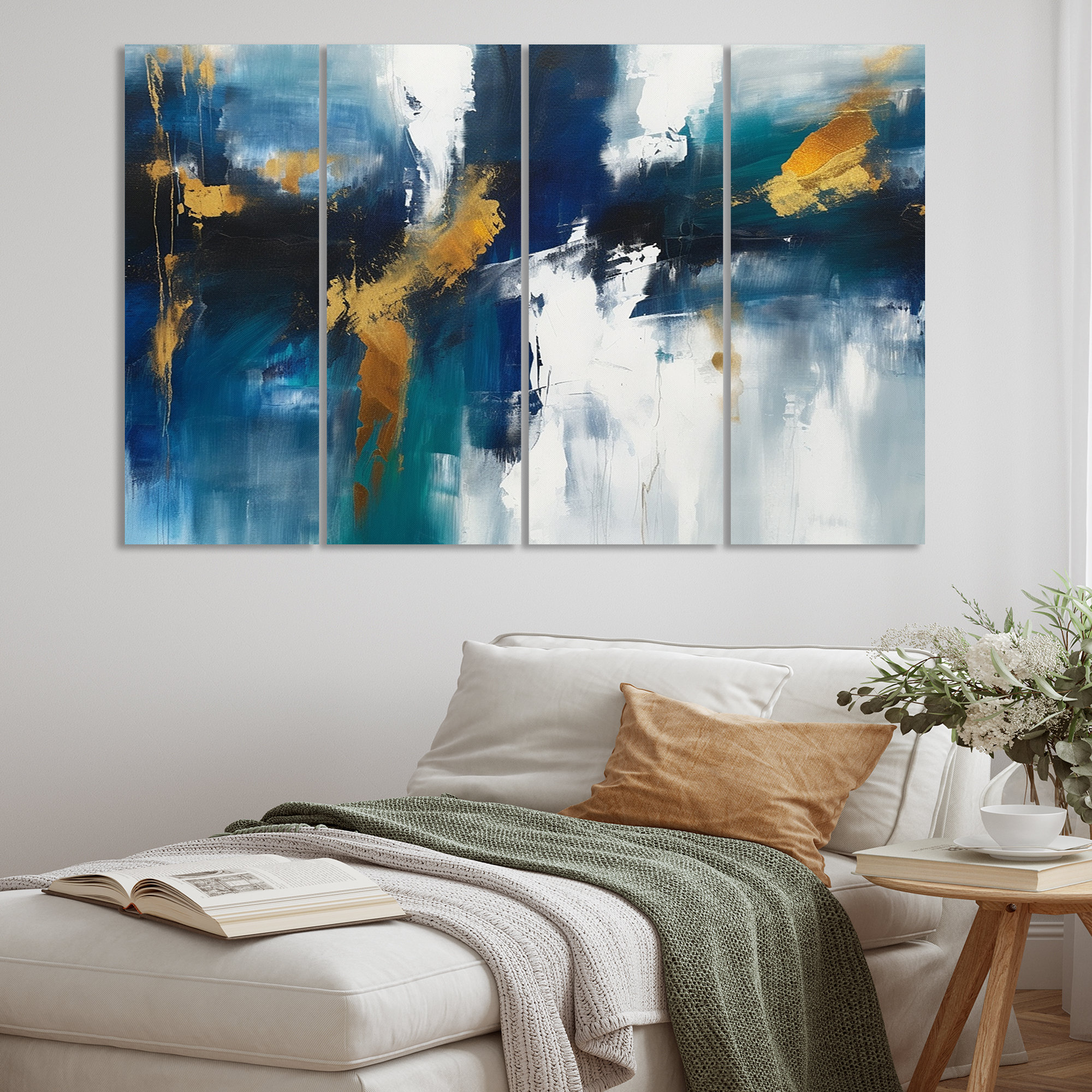 Mercer41 Feeling Spirit Abstract In Nova Blue And Gold - Abstract Wall ...