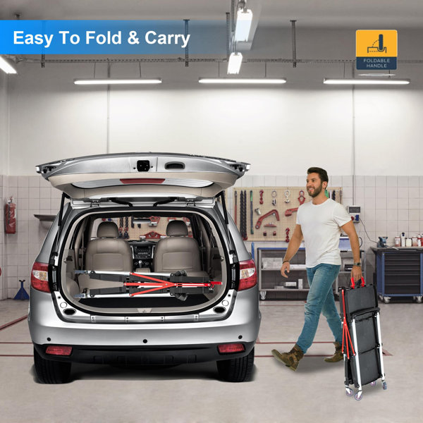 TECSPACE Folding Cart, 3-Tier Fold Up Rolling Cart Collapsible Push ...