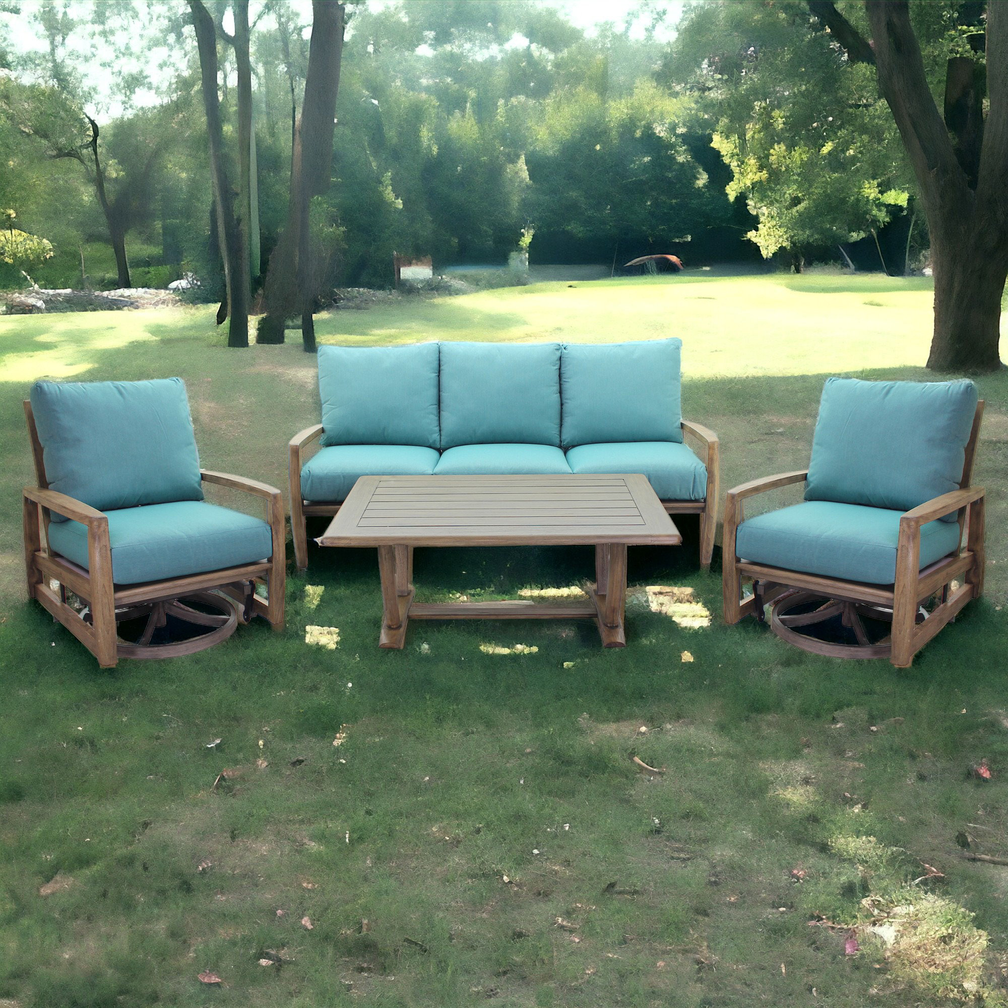 Rosecliff Heights Shivers Teak 5 - Person Outdoor Seating Group with ...