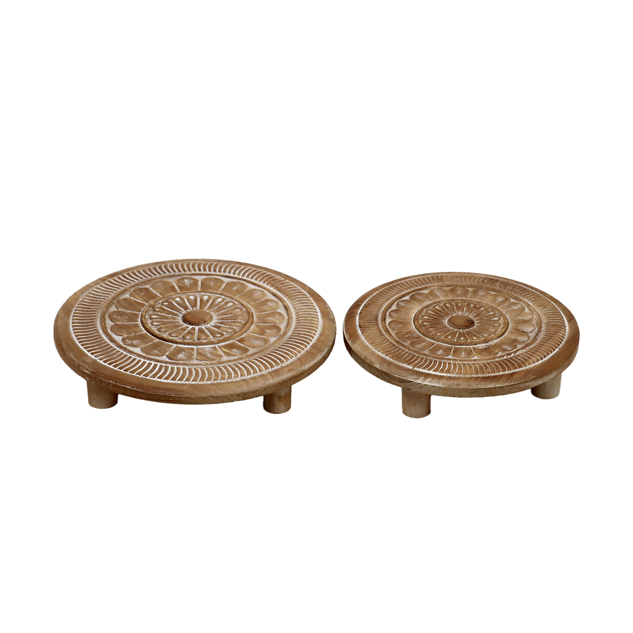 Ophelia & Co. Set of 2 Round Wooden Display Risers, Farmhouse Wood ...