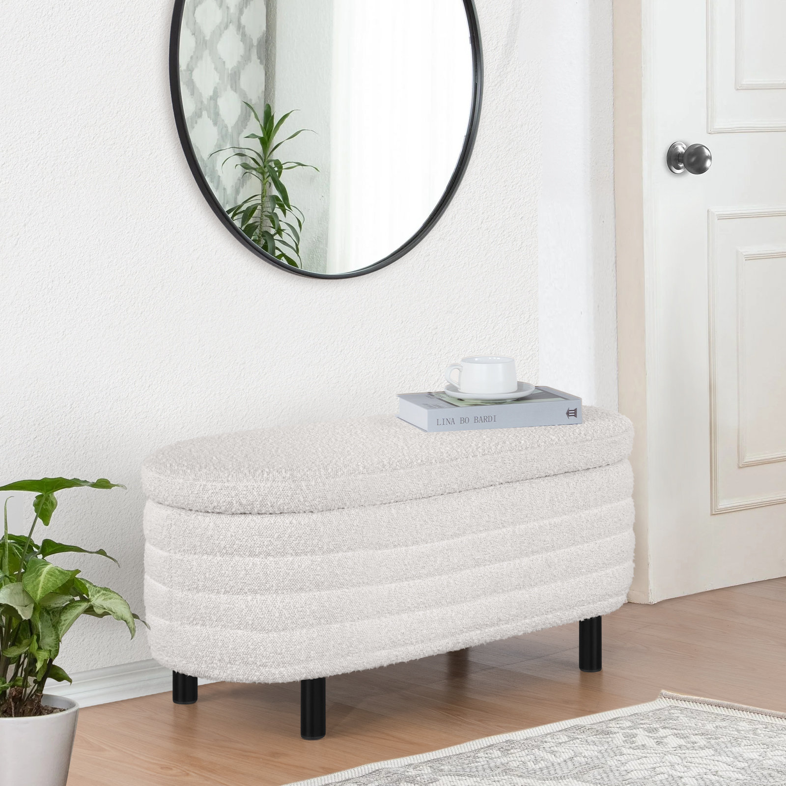 Latitude Run® Eilhard Boucle Upholstered Storage Bench | Wayfair